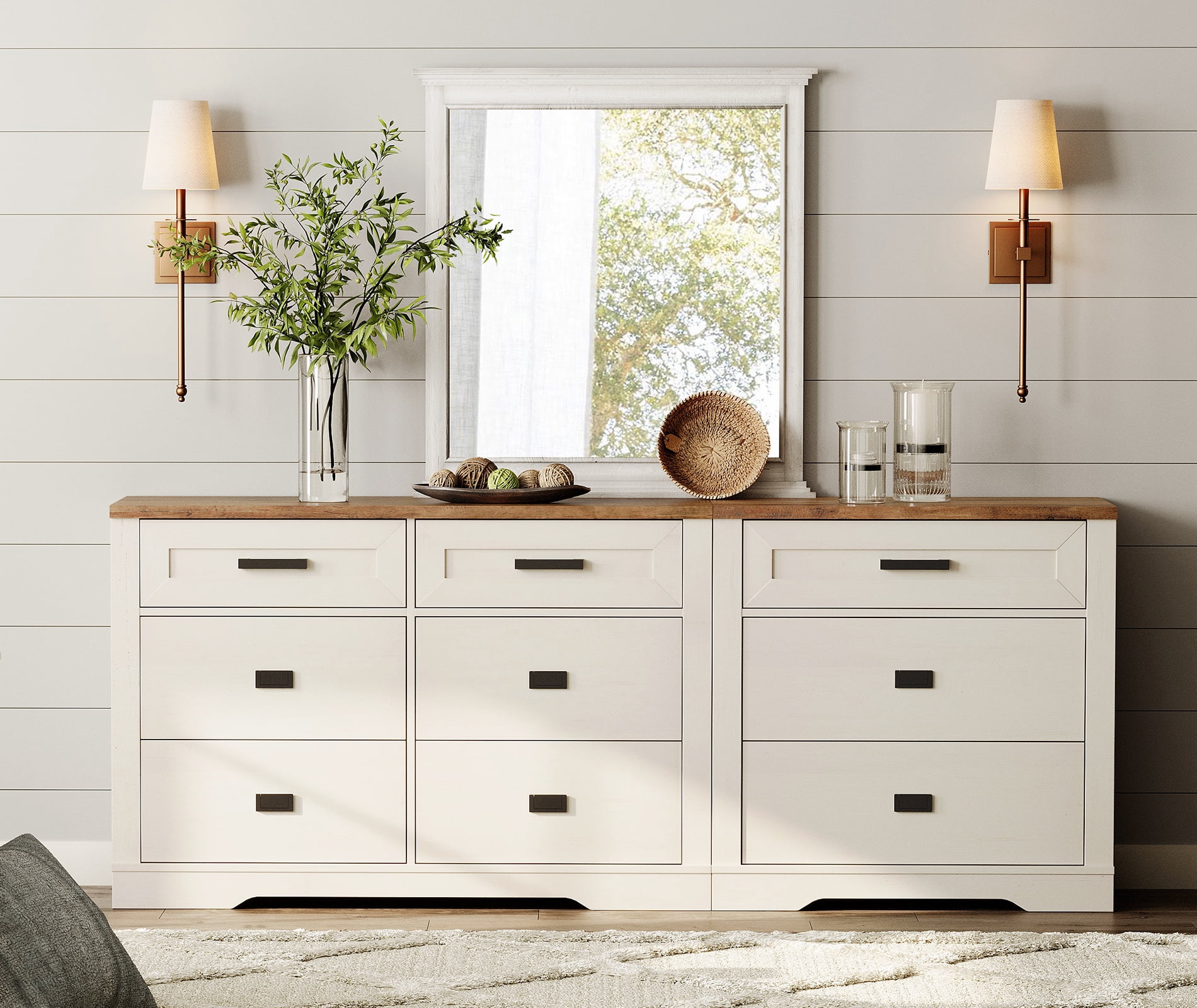 2 in 1 Dresser with 9 Drawers for Bedroom, Wooden Dressers with Small ...