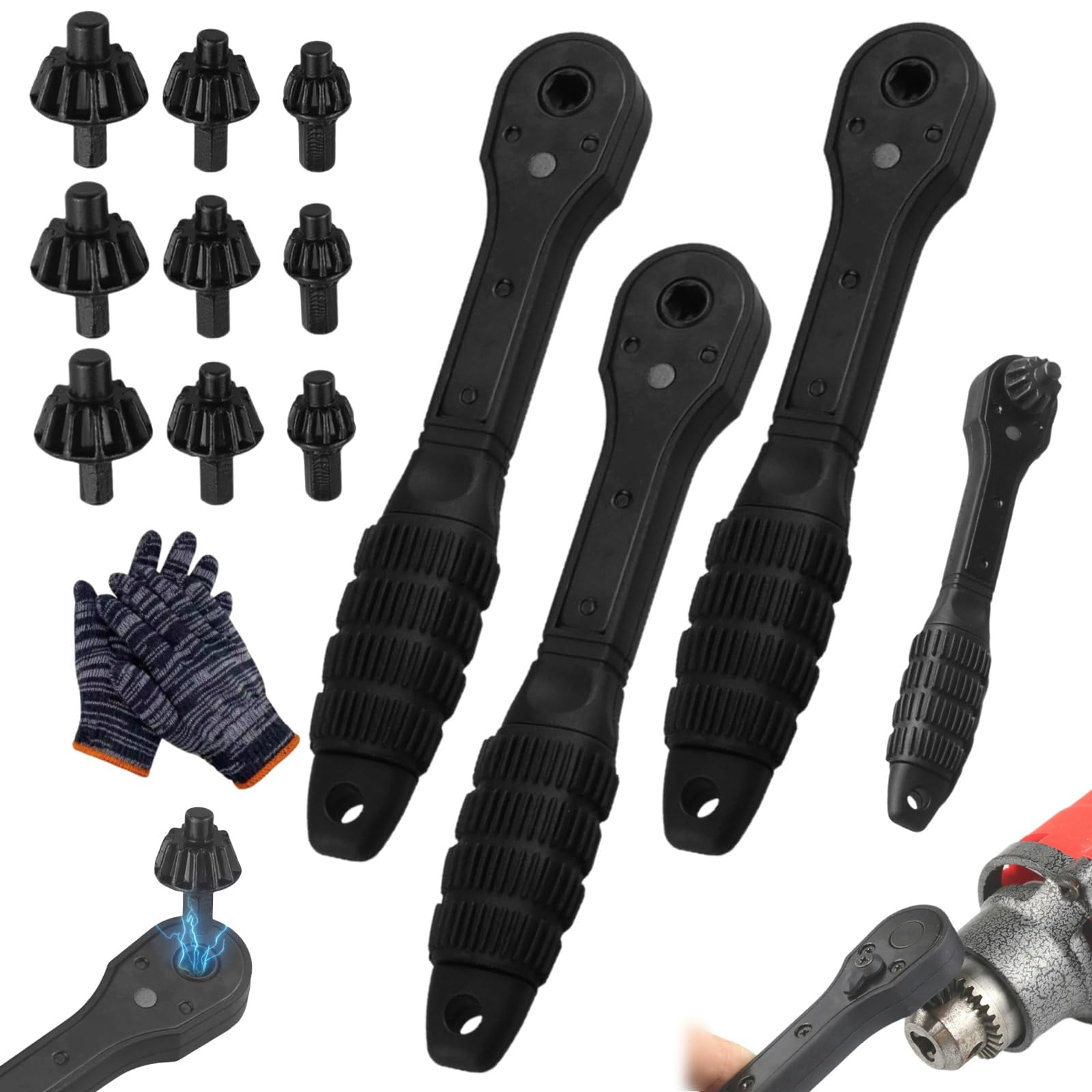 2 in 1 Drill Chuck Ratchet Spanner, Multifunctional Iron Drill Wrench ...