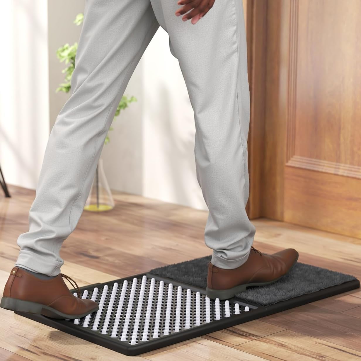 2 in 1 Dry Wet Disinfecting Entrance Shoe Mat, Clean Sole Floor Rug ...