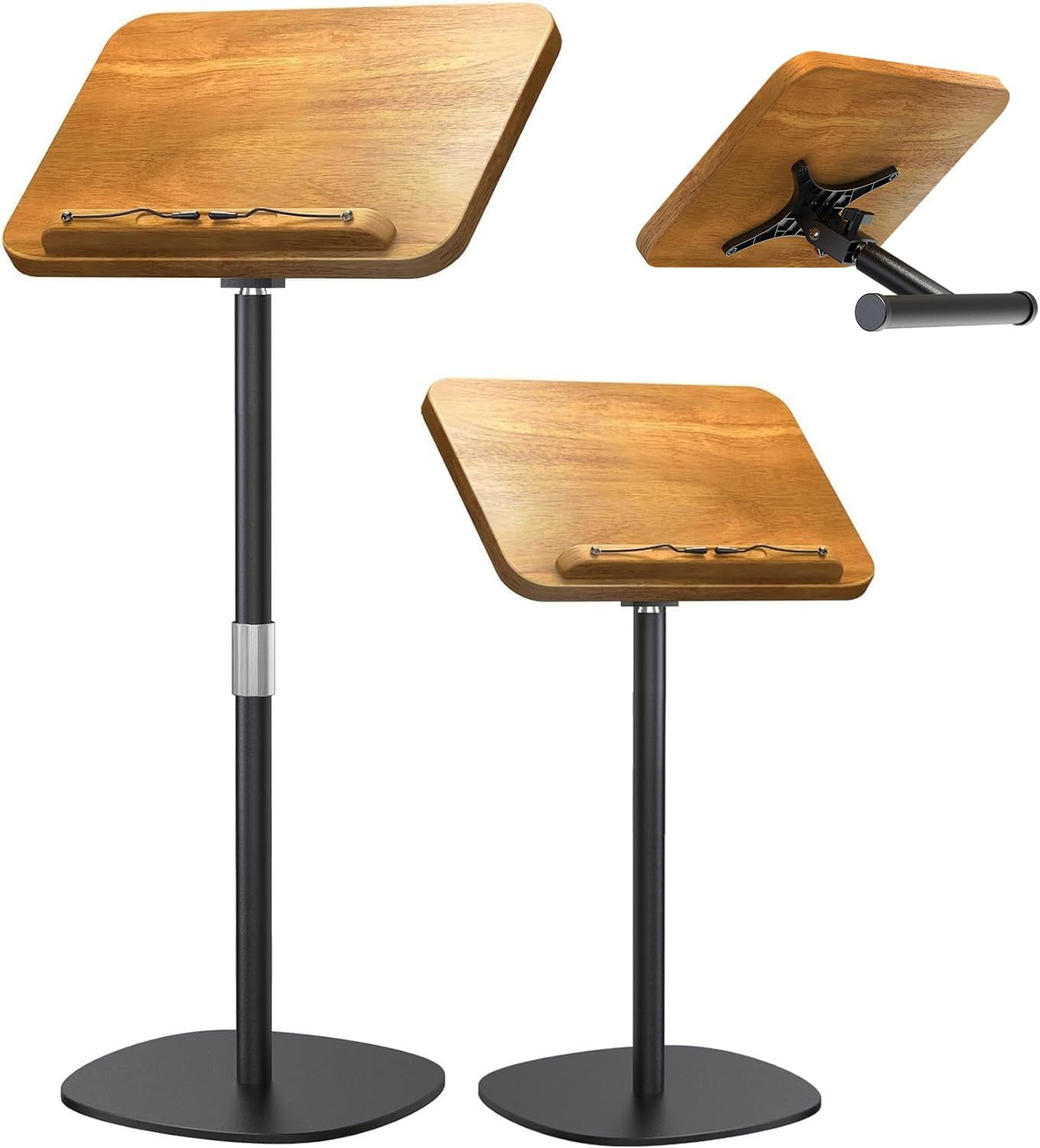 2 in 1 Dual-use Floor Book Stand & Desktop Book Stand, 100% Solid Wood ...