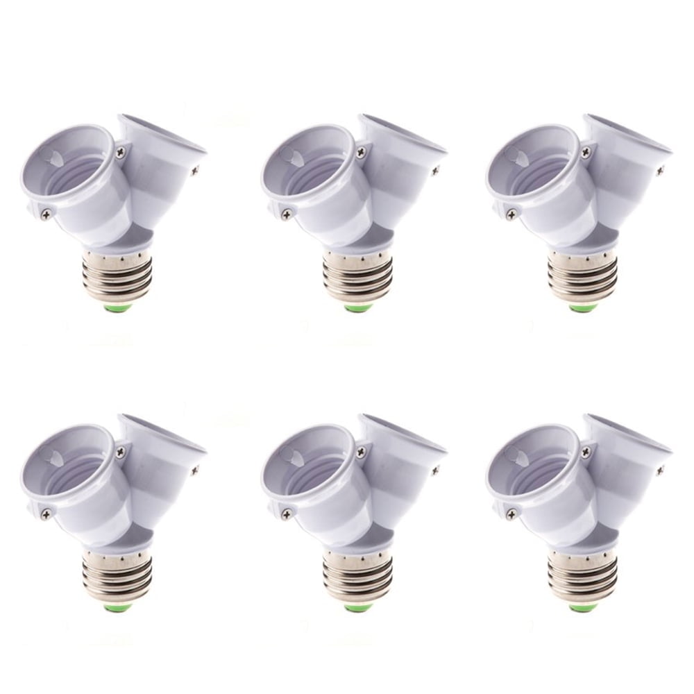 2 in 1 E26/E27 Light Socket Splitter Adapter, E26 E27 Standard Medium Base Bulbs in One Socket Y ...