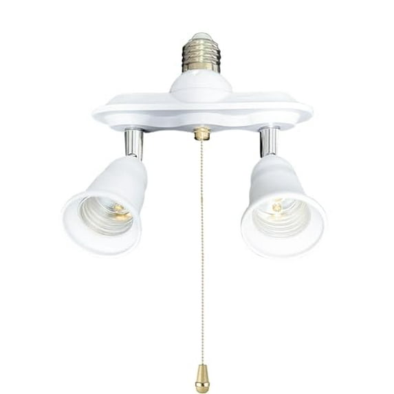 2 in 1 E26 Light Socket Splitter with Pull Chain Switch, Dual Light ...