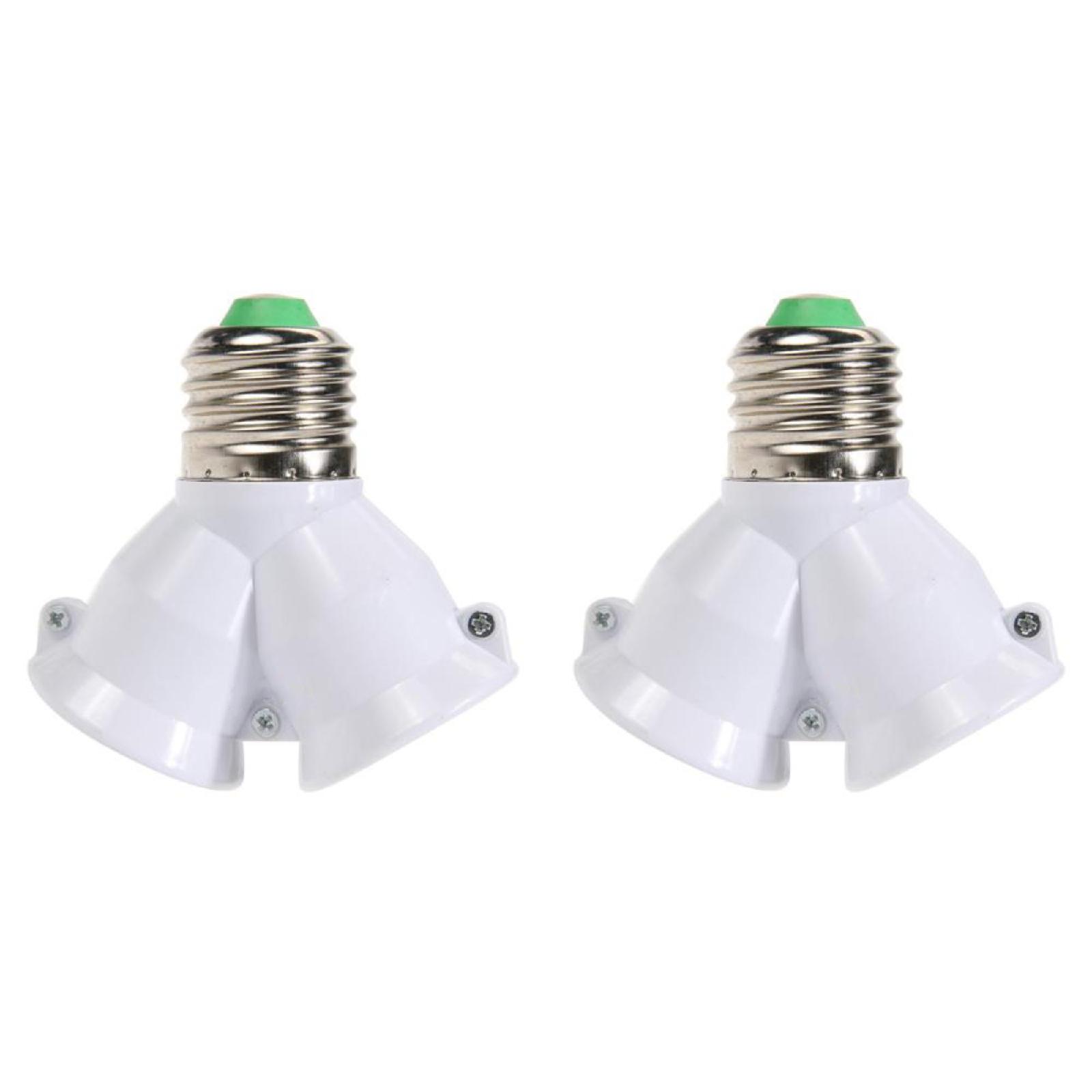 2 in 1 E27 to 2 E27 Lamp Socket Splitter Adapter Light Bulb Base Stand ...