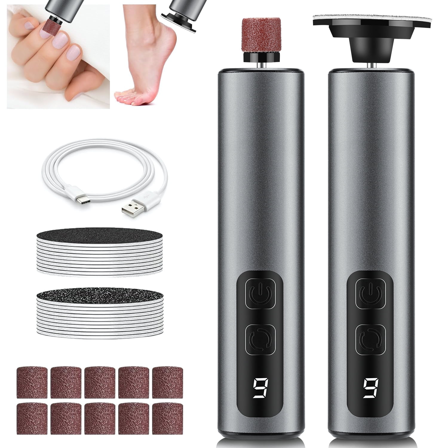 2 in 1 Electric Foot Callus Remover,Electric Foot File,9 Speed ...