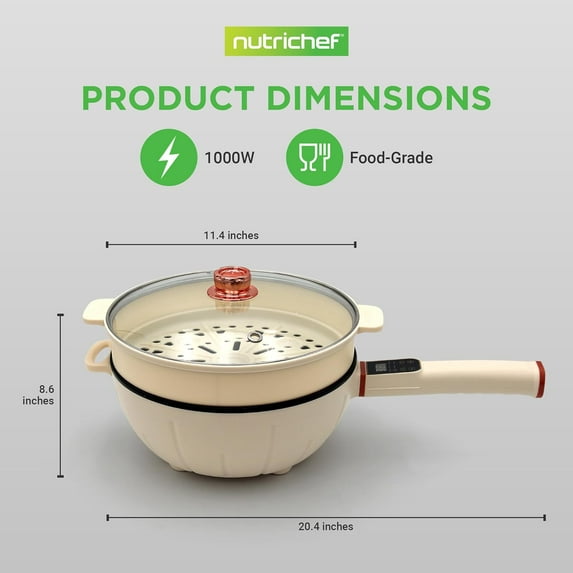 2 In 1 Electric Frying Pan & Steamer 8 Quarts | Portable Non-Stick ...