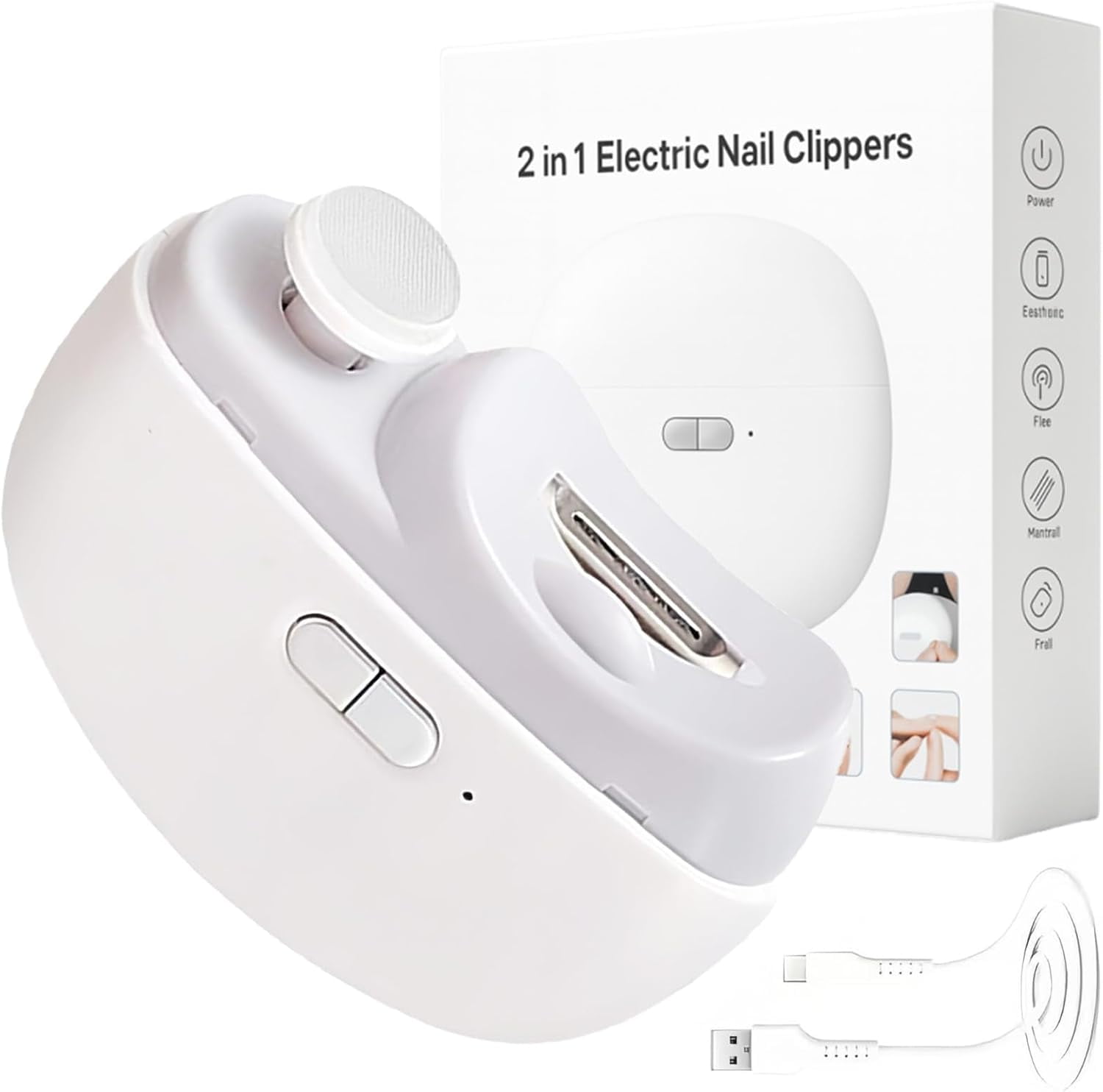 2 in 1 Electric Nail Clippers, 2026 New 2 Speeds Automatic Nail ...