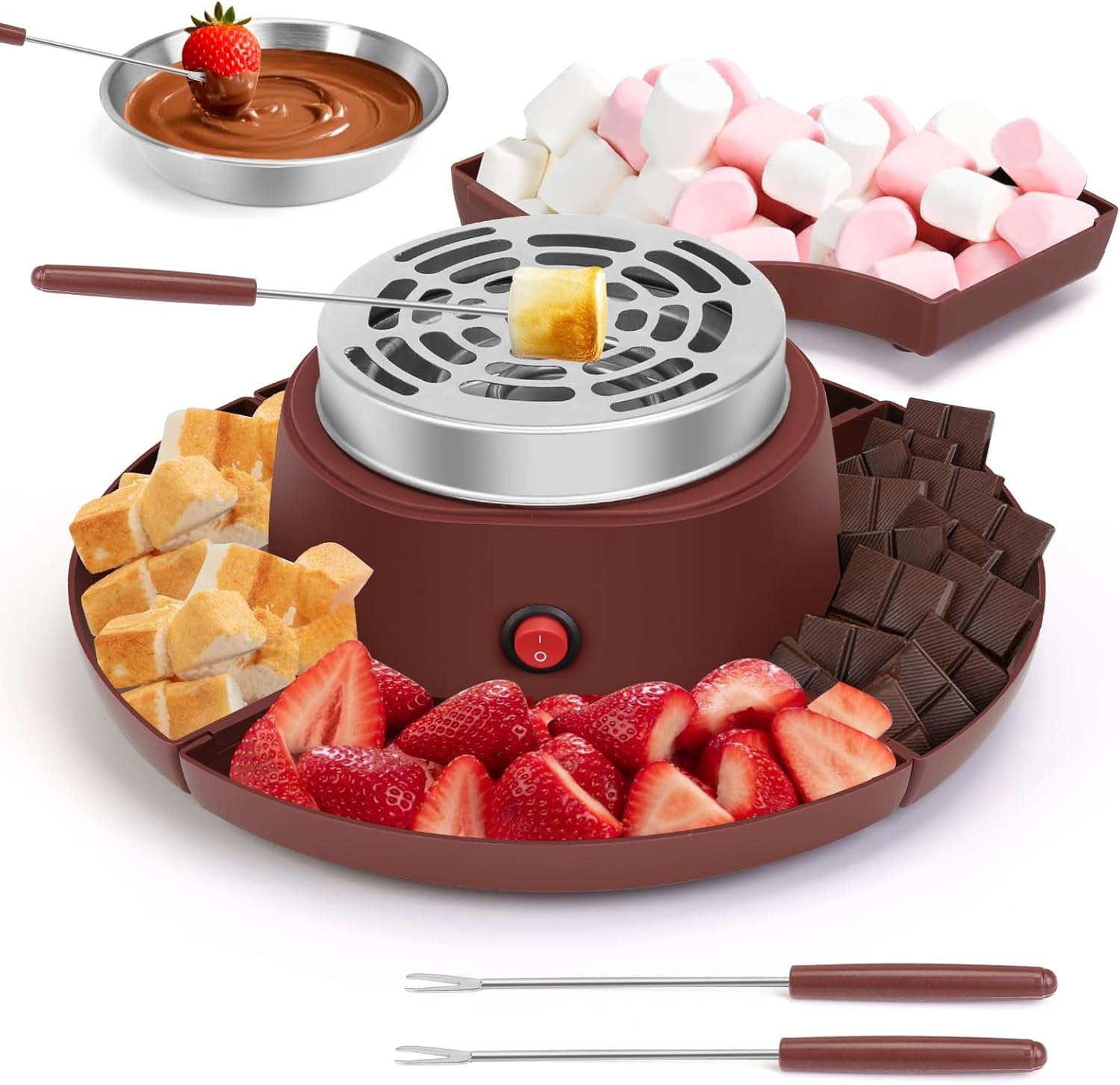 2 In 1 Electric S'mores Maker & Fondue Pot Tabletop Indoor Flameless ...