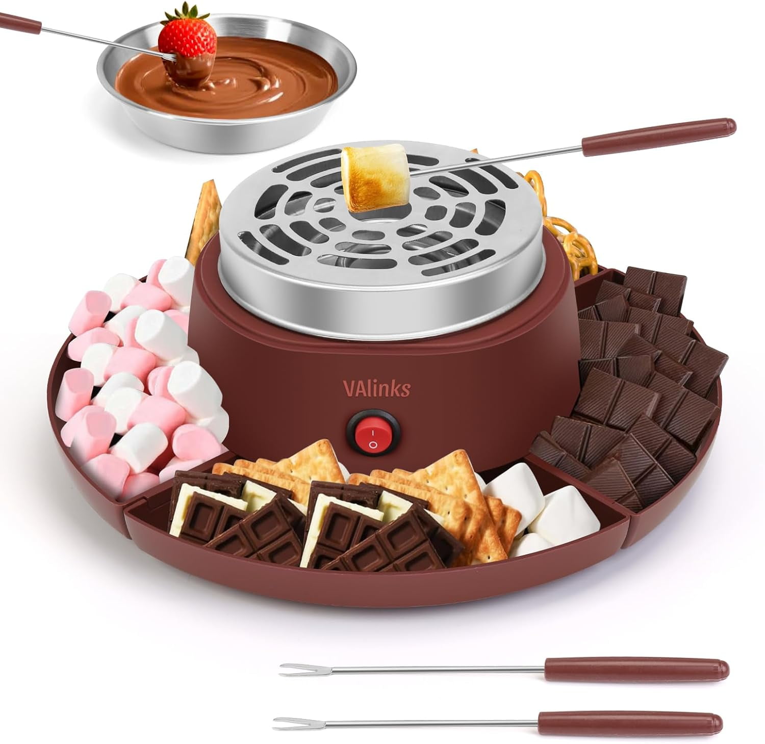 2 In 1 Electric S'mores Maker & Fondue Pot Tabletop Indoor Flameless ...