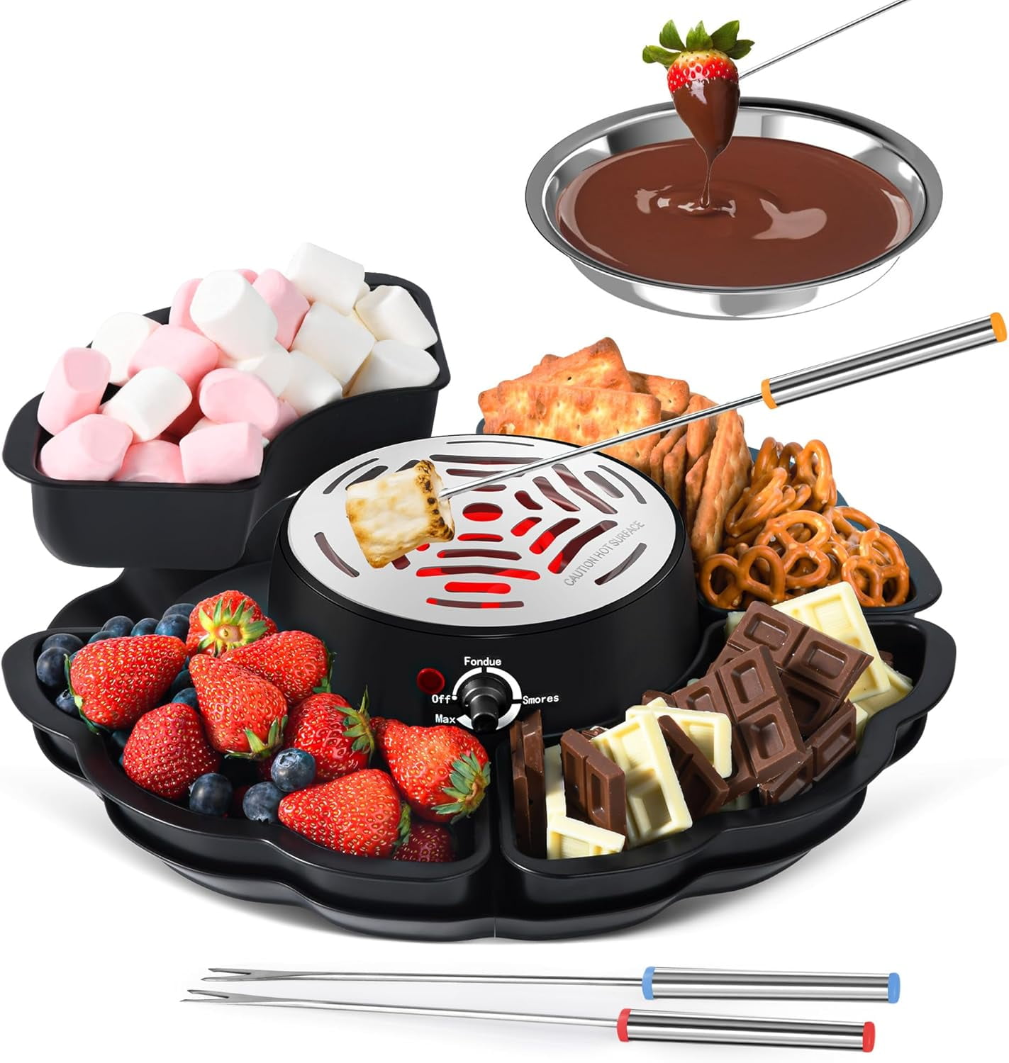2 in 1 Electric S’mores Maker & Fondue Pot, Tabletop Indoor Smores kit ...