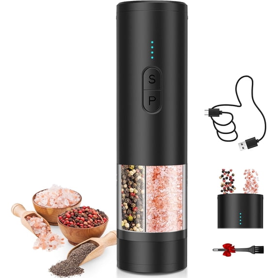 2 in 1 Electric Salt and Pepper Grinder Set, Automatic Mill Shakers ...