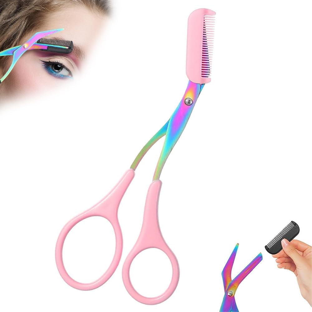 2 in 1 Eyebrow Scissors with Comb, Precision Stainless Steel Eyebrow ...