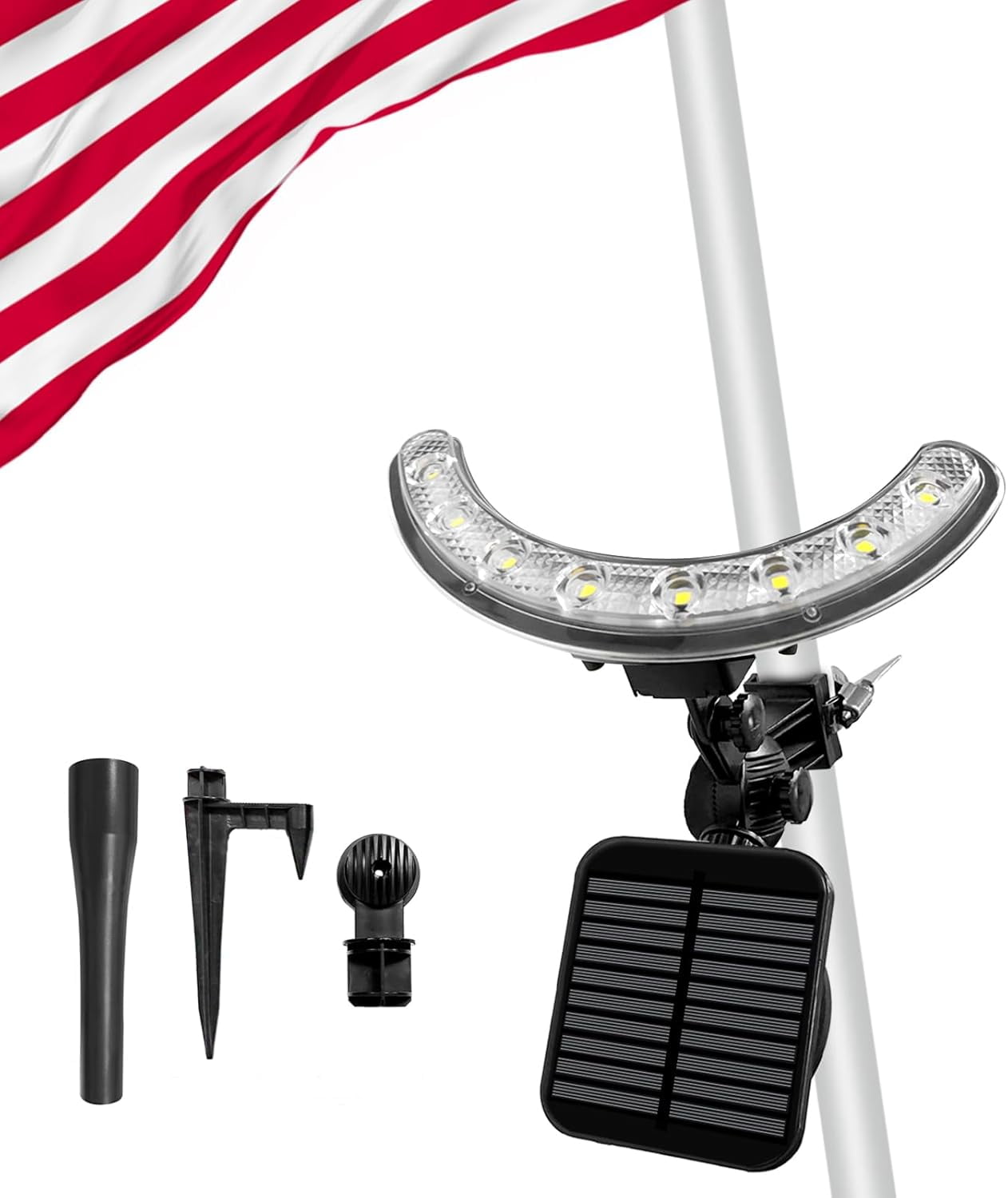 2 in 1 Flag Light Solar Powered with Removable Ground Stake for Outside ...