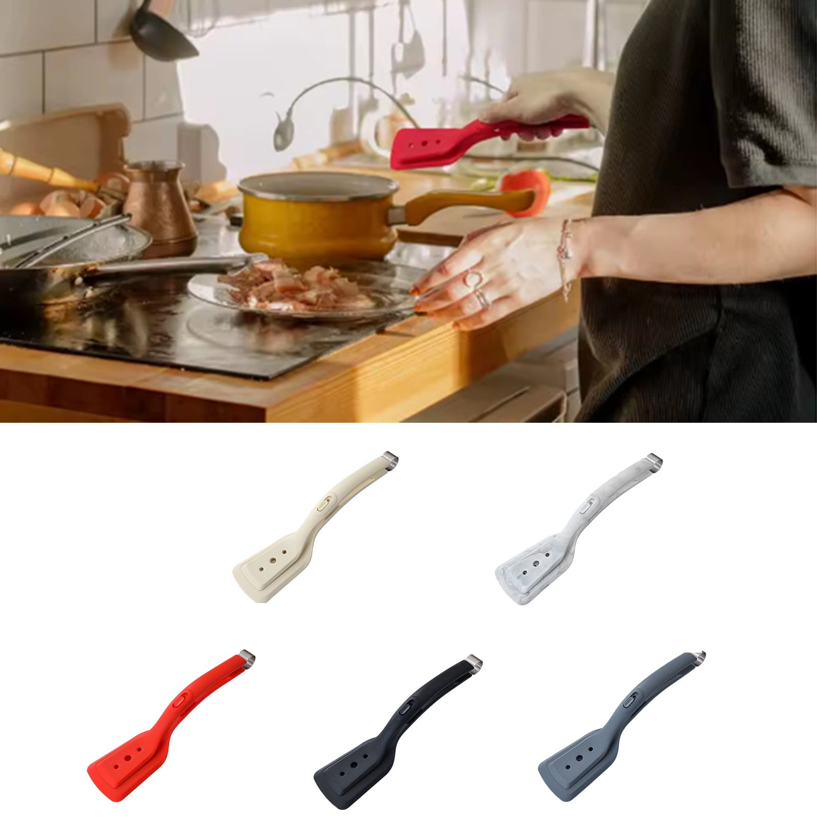 2 In 1 Flipper Spatula With Tongs - Nylon Easy Grip Flip Spatula For ...