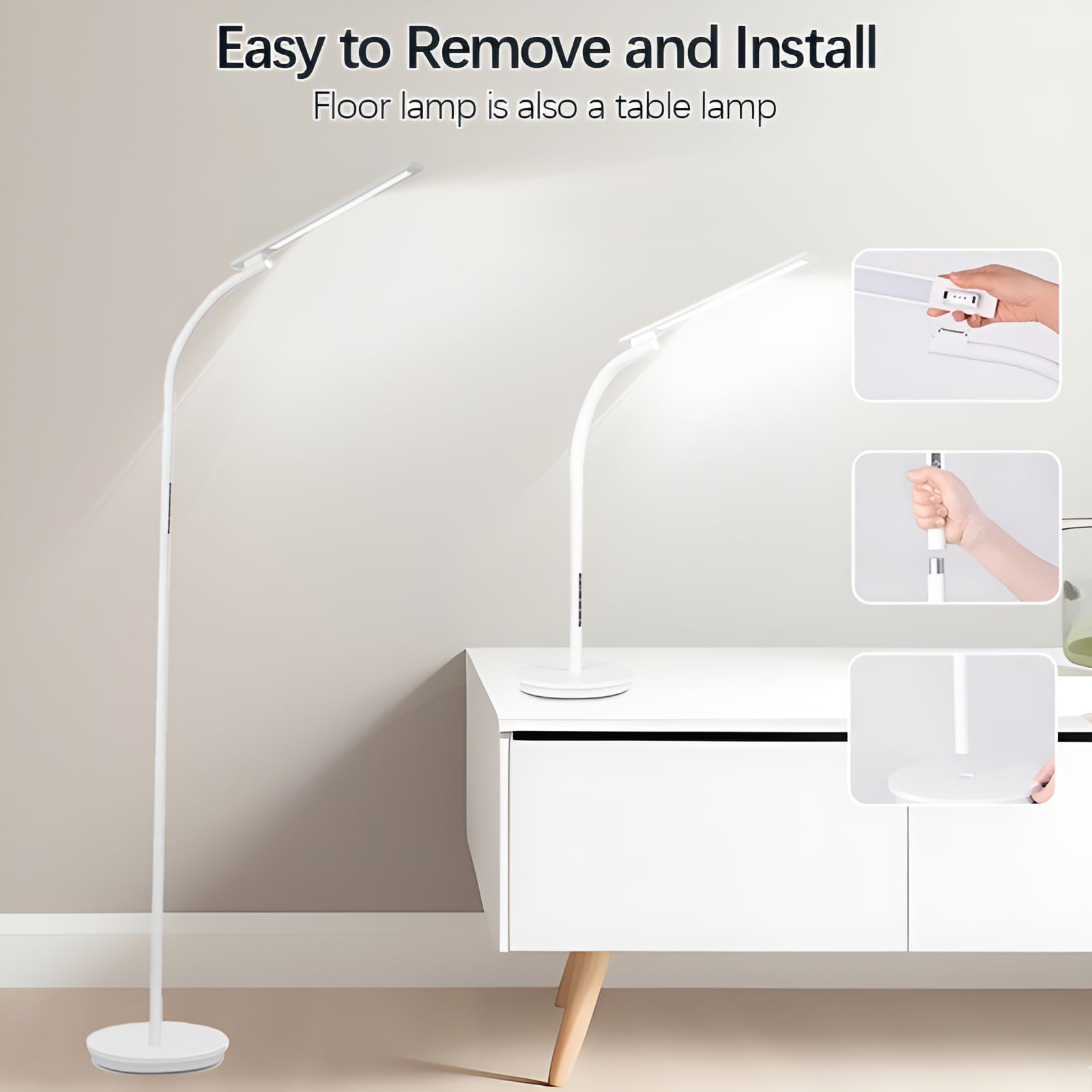 2 in 1 Adjustable LED Floor & Desk Lamp with Timer, 5 Brightness ...