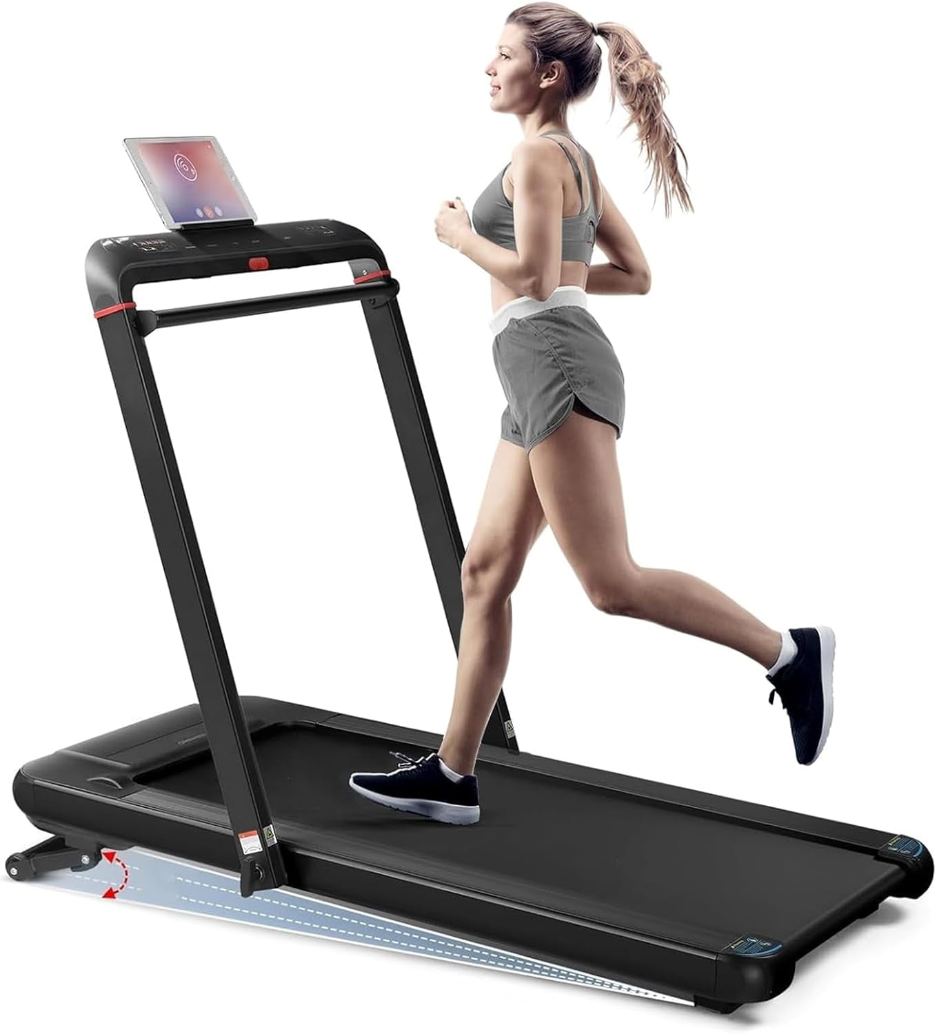 2 In 1 Foldable Treadmill with Auto Incline, 18" Wide Running Belt ...