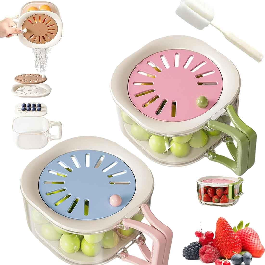 2 in 1 Fruit Strainer Container With Lid, Fruit Washing Bowl with ...