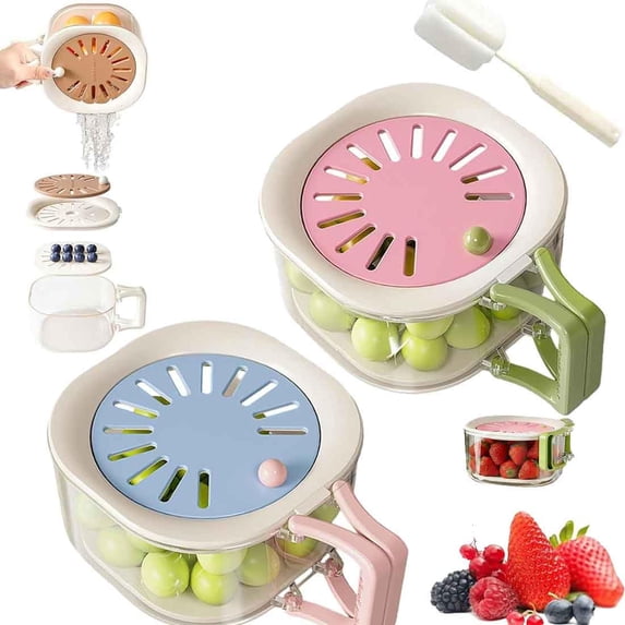 2 in 1 Fruit Strainer Container With Lid, Fruit Washing Bowl with ...