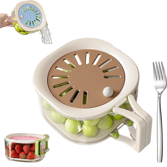 2 in 1 Fruit Strainer Container with Lid, Fruit Washing Bowl with ...