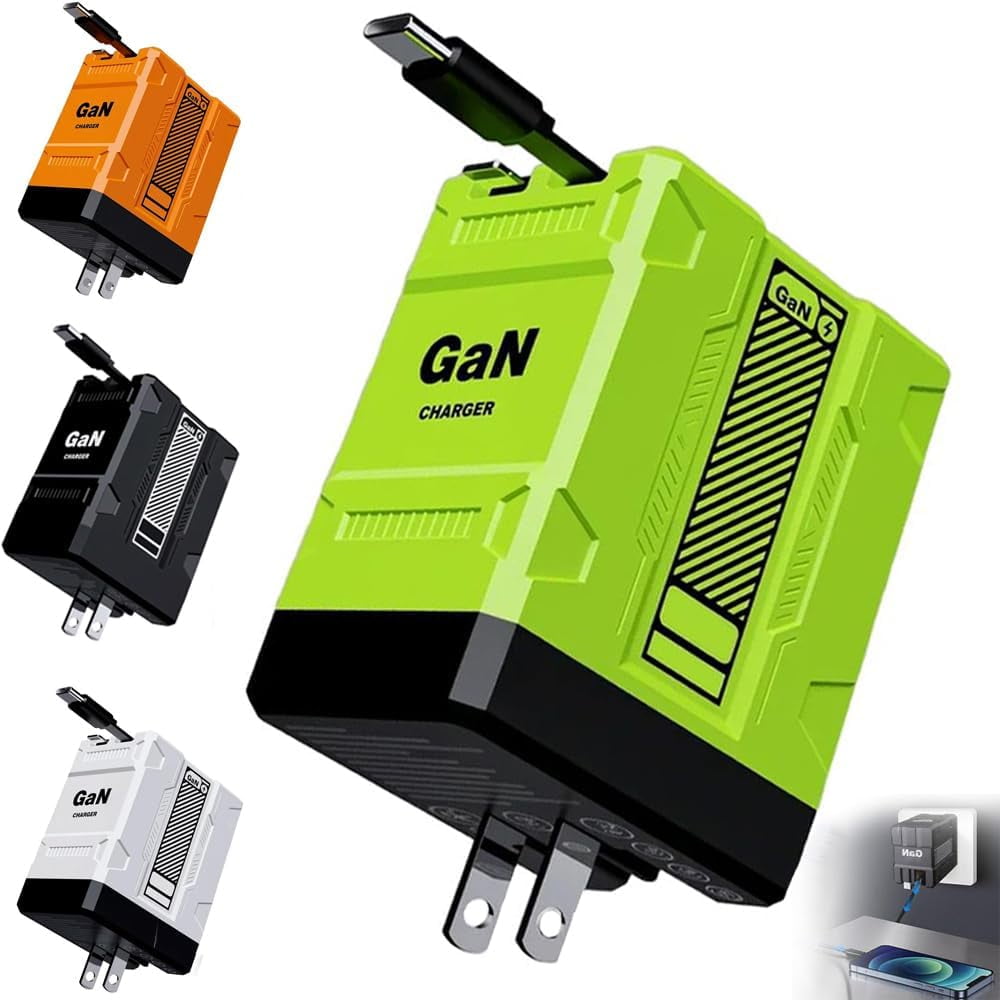 2 in 1 GaN 120w Fast Charger, 2025 New Retractable Foldable Fast ...