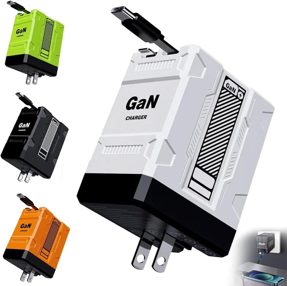 2 in 1 GaN 120w Fast Charger, 2025 New Retractable Foldable Fast ...