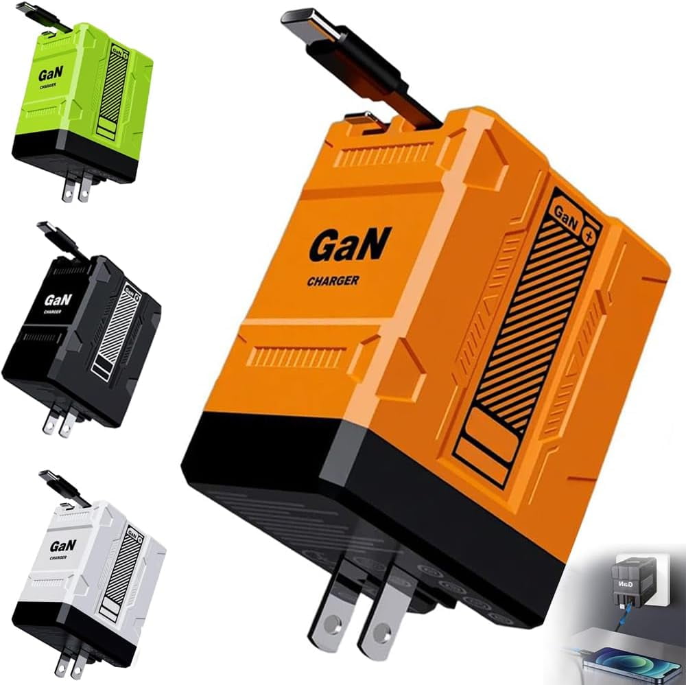 2 in 1 GaN 20w Fast Charger, 2025 New Retractable Foldable Fast Charger Module with Type-C and L ...