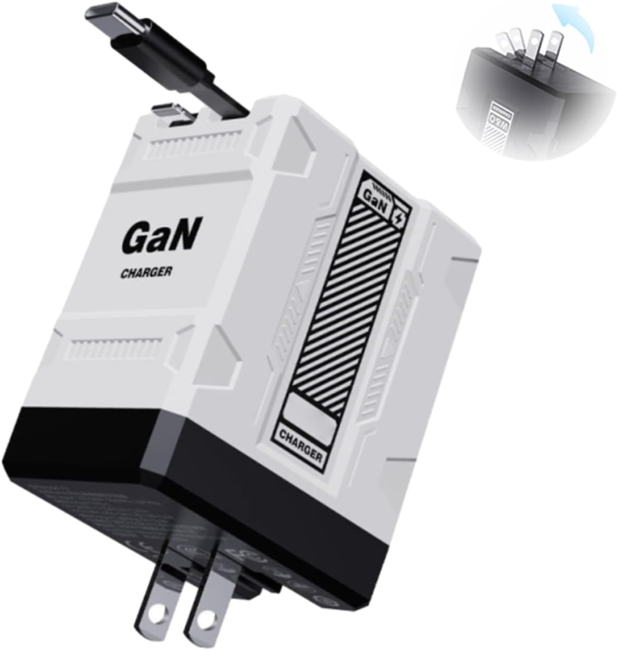 2 in 1 GaN Charger 120w, Upgraded Retractable Scalable Max Super Fast Charger Module ...
