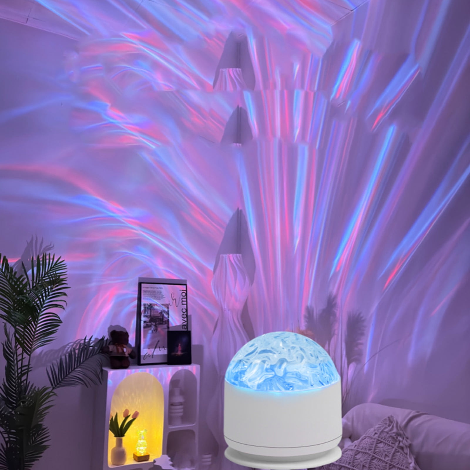 2 in 1 Galaxy Light Aurora Night Light Projector, Ocean Wave Projector ...
