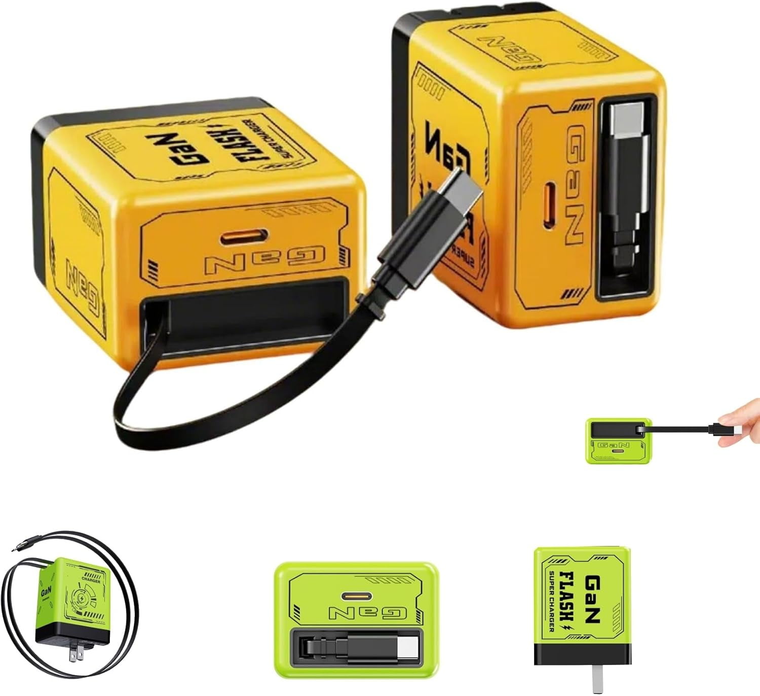 2 in 1 Gan Charger,All in One Foldable Plug for iPhone, 120w Compatible Fast Charging Power ...