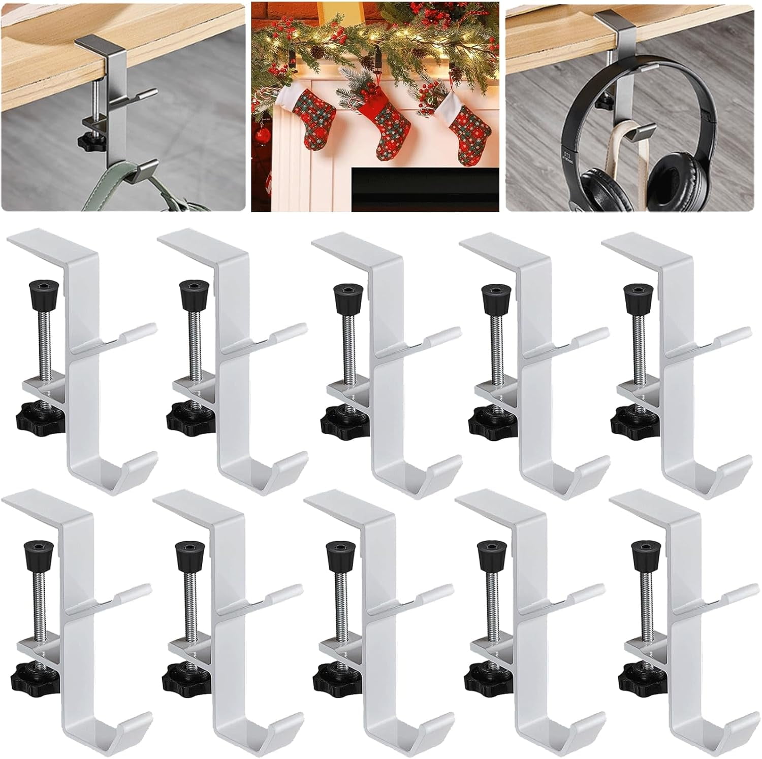 2 in 1 Garland Stocking Hangers, No Drill Garland Fireplace Stocking ...