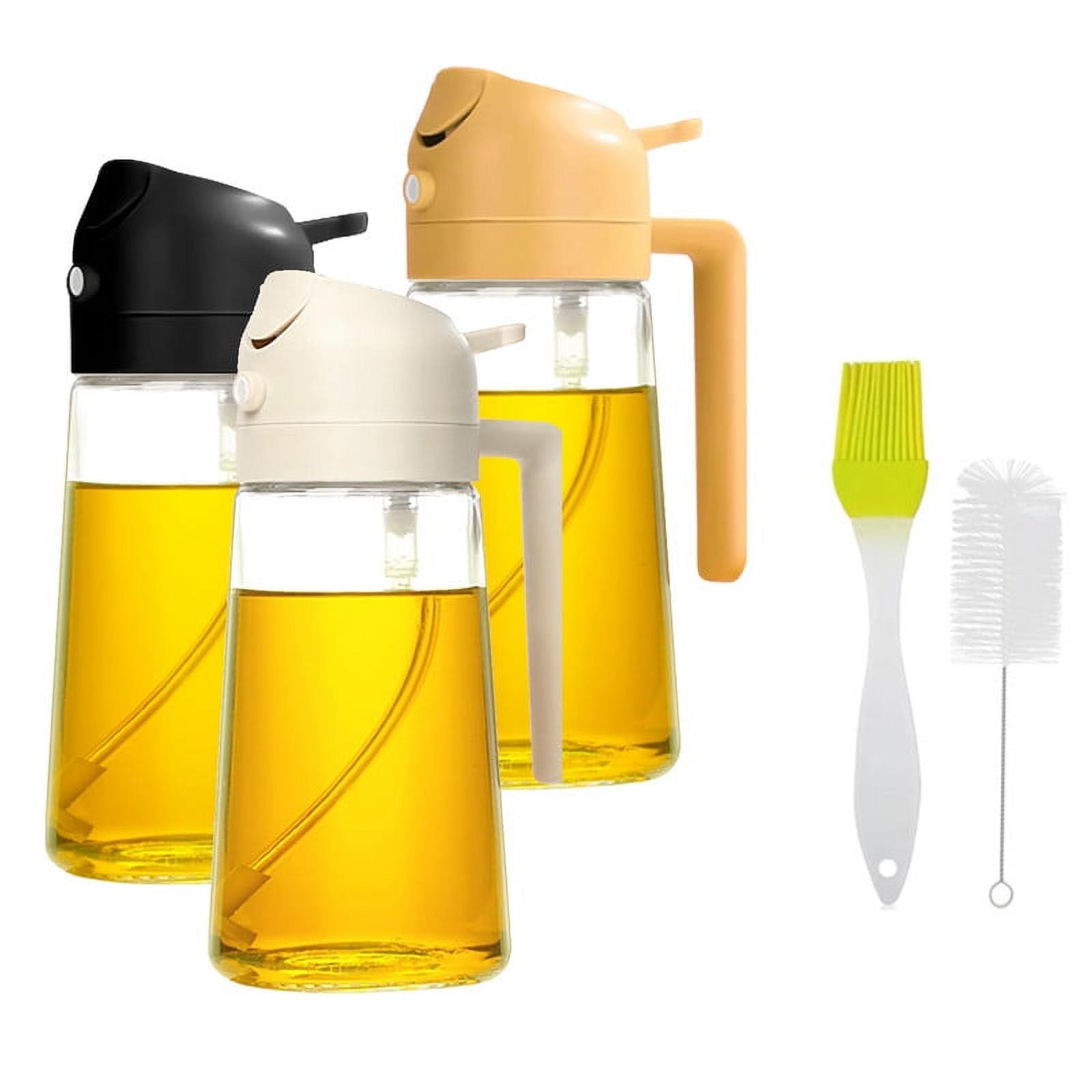 2 In 1 Glass Oil Sprayer & Dispenser, 16oz Glass Oil Spray Dispenser ...