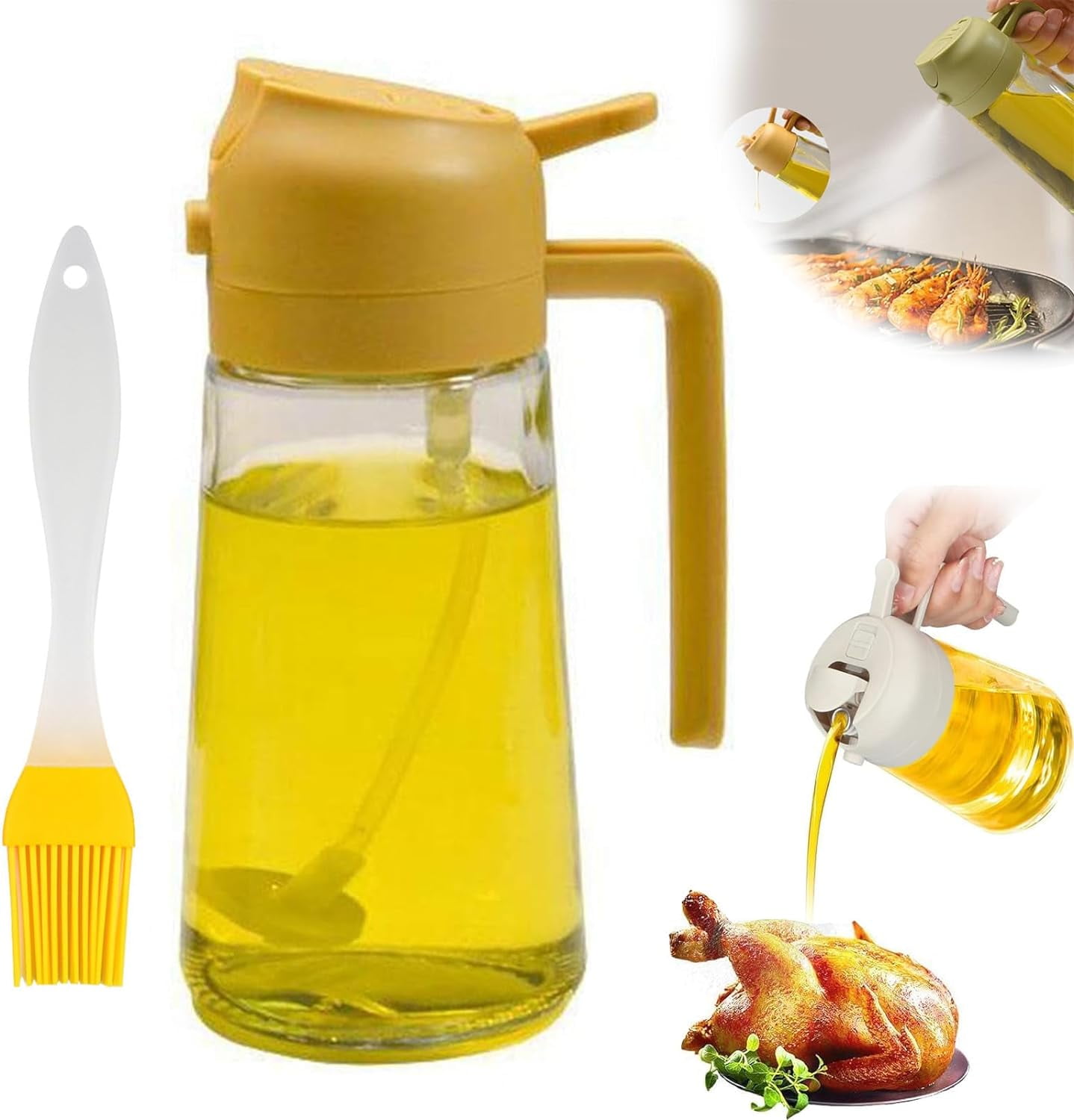 2 in 1 Glass Oil Sprayer & Dispenser, 2 in 1 Olive Oil Dispenser and ...
