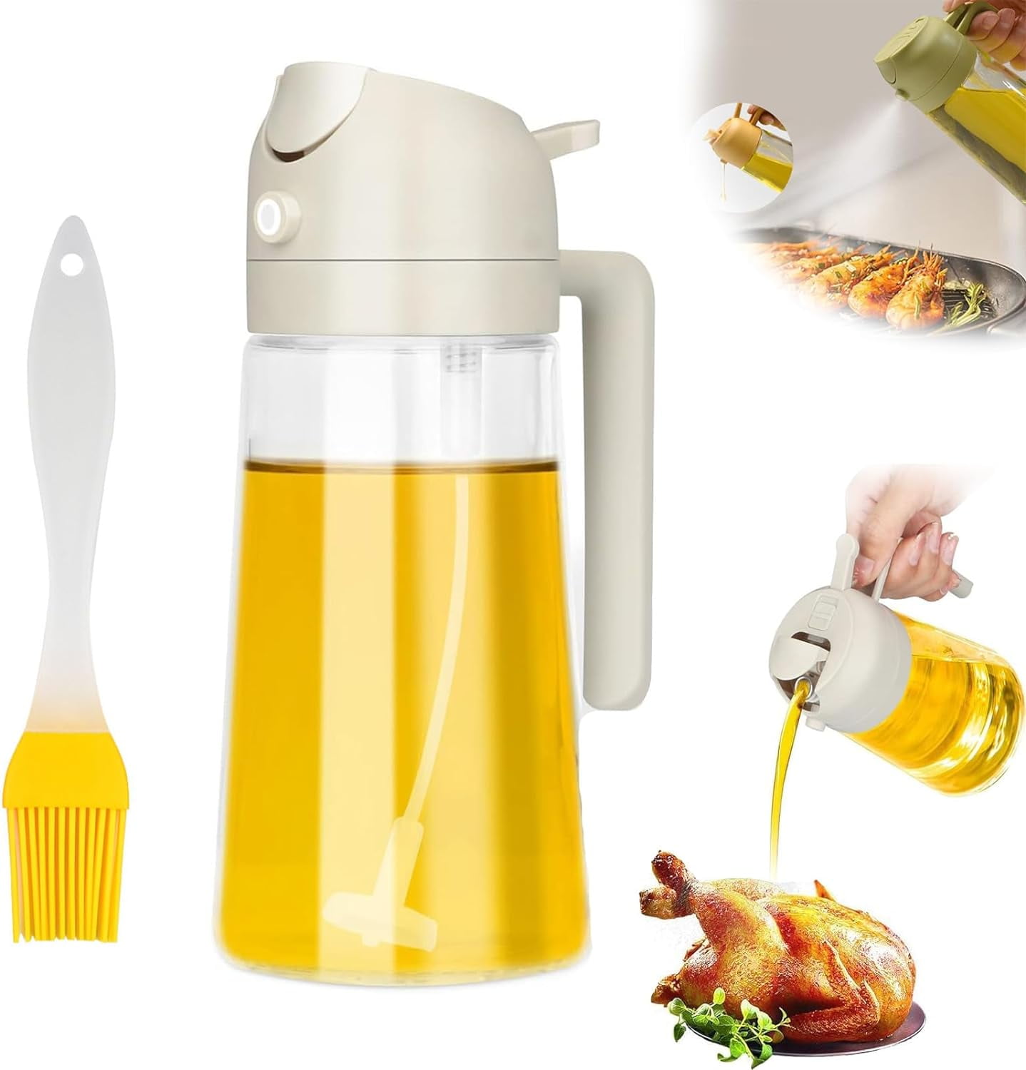 2 in 1 Glass Oil Sprayer & Dispenser, 2 in 1 Olive Oil Dispenser and ...