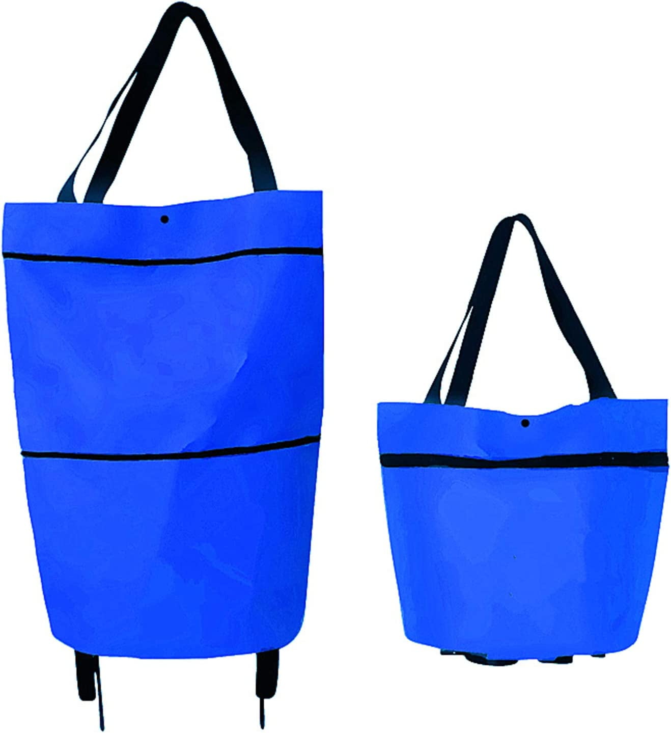 2 in 1 Grocery Cart with Wheels, Foldable Shopping Bags with Zipper, Waterproof Trolley Bag ...