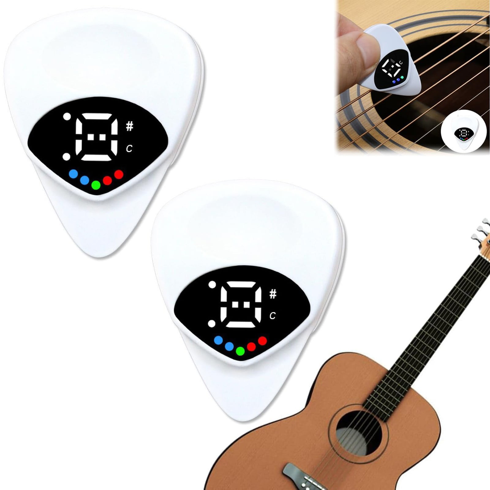 2 in 1 Guitar Picks Tuner Guitar Tuner, Led Guitar Pick With Hd Screen ...