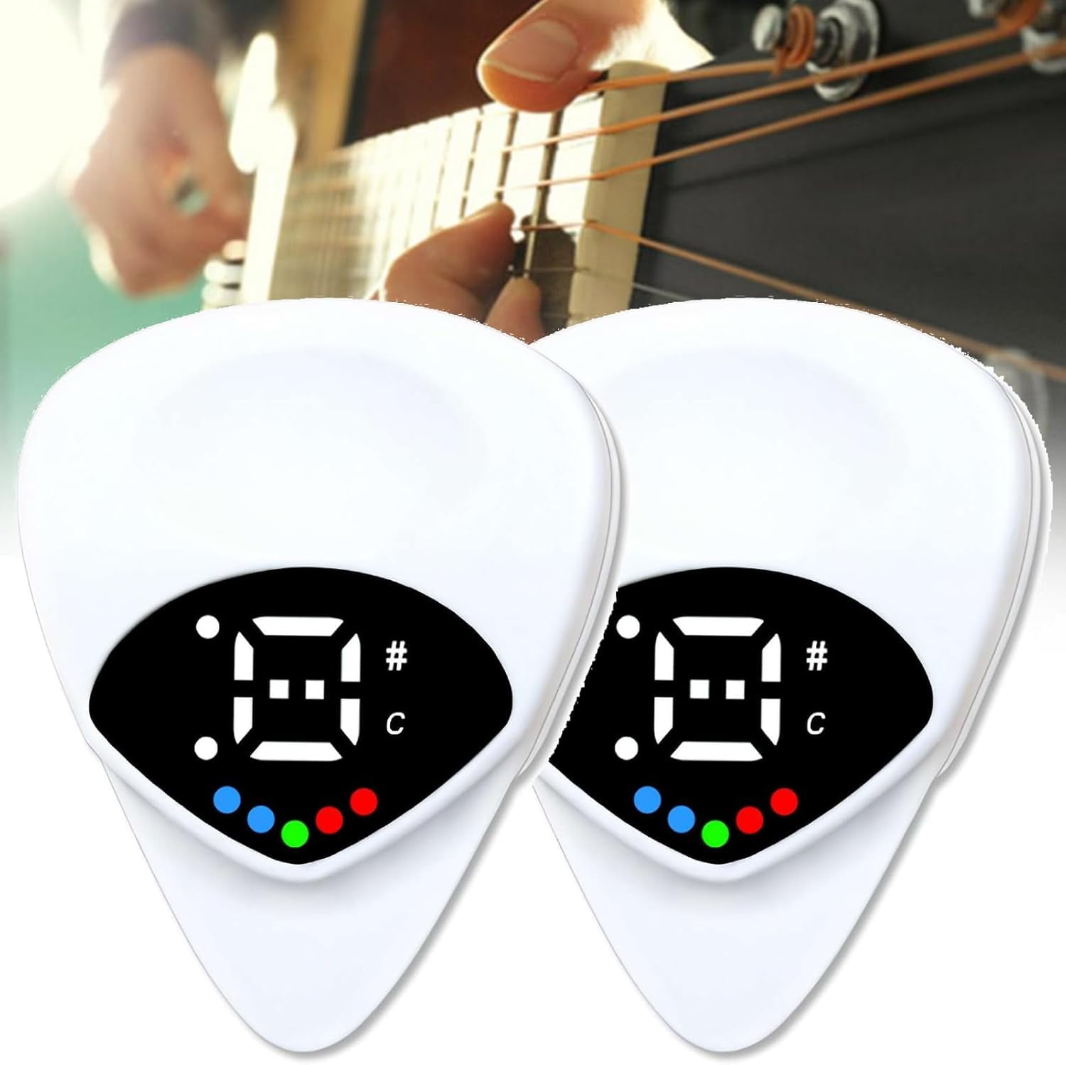 2 in 1 Guitar Tuner and Guitar Pick, Digital Guitar Pick with LED ...