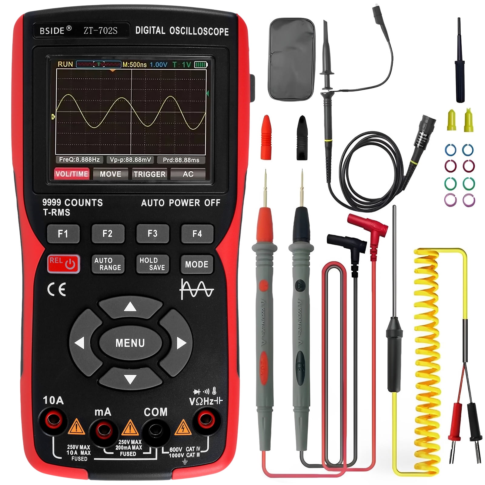 2 in 1 Handheld Oscilloscope Multimeter, 10MHz Bandwidth 48MSa/s High Sampling Professional ...