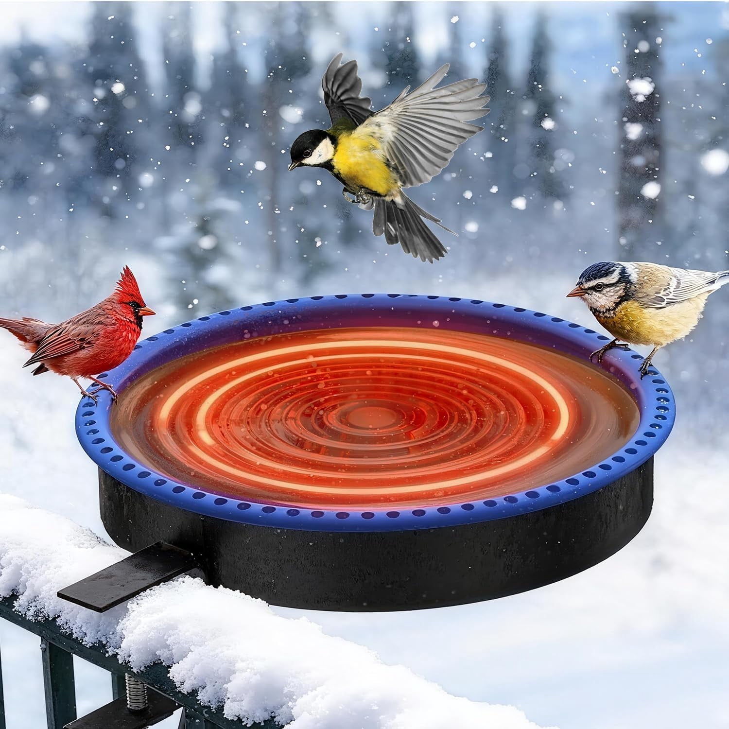 2 in 1 Heated Bird Bath for Outdoors for Winter,100W Bird Bath Heater ...
