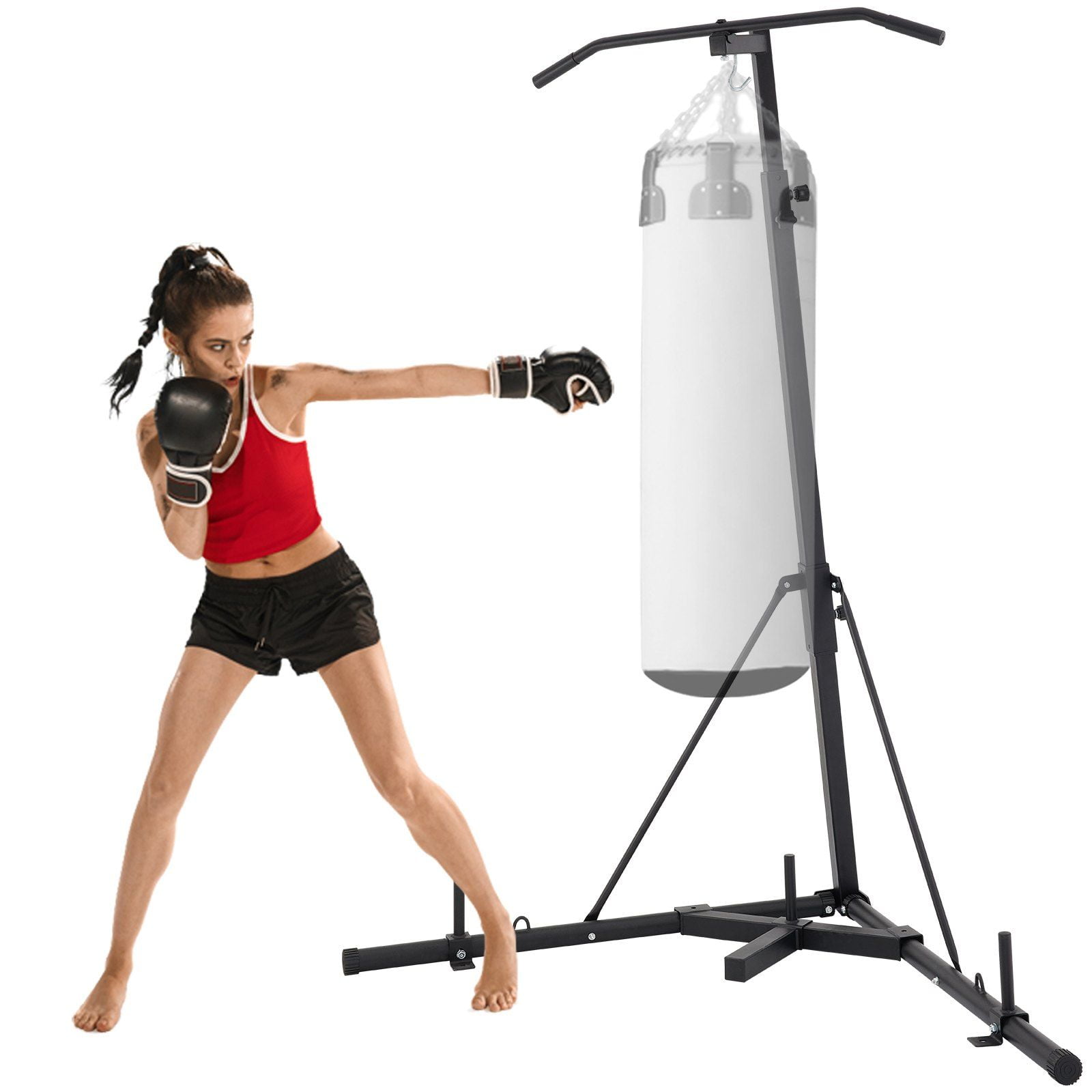 2 in 1 Heavy Bag Stand, Height Adjustable Punching Bag Stand, Foldable ...