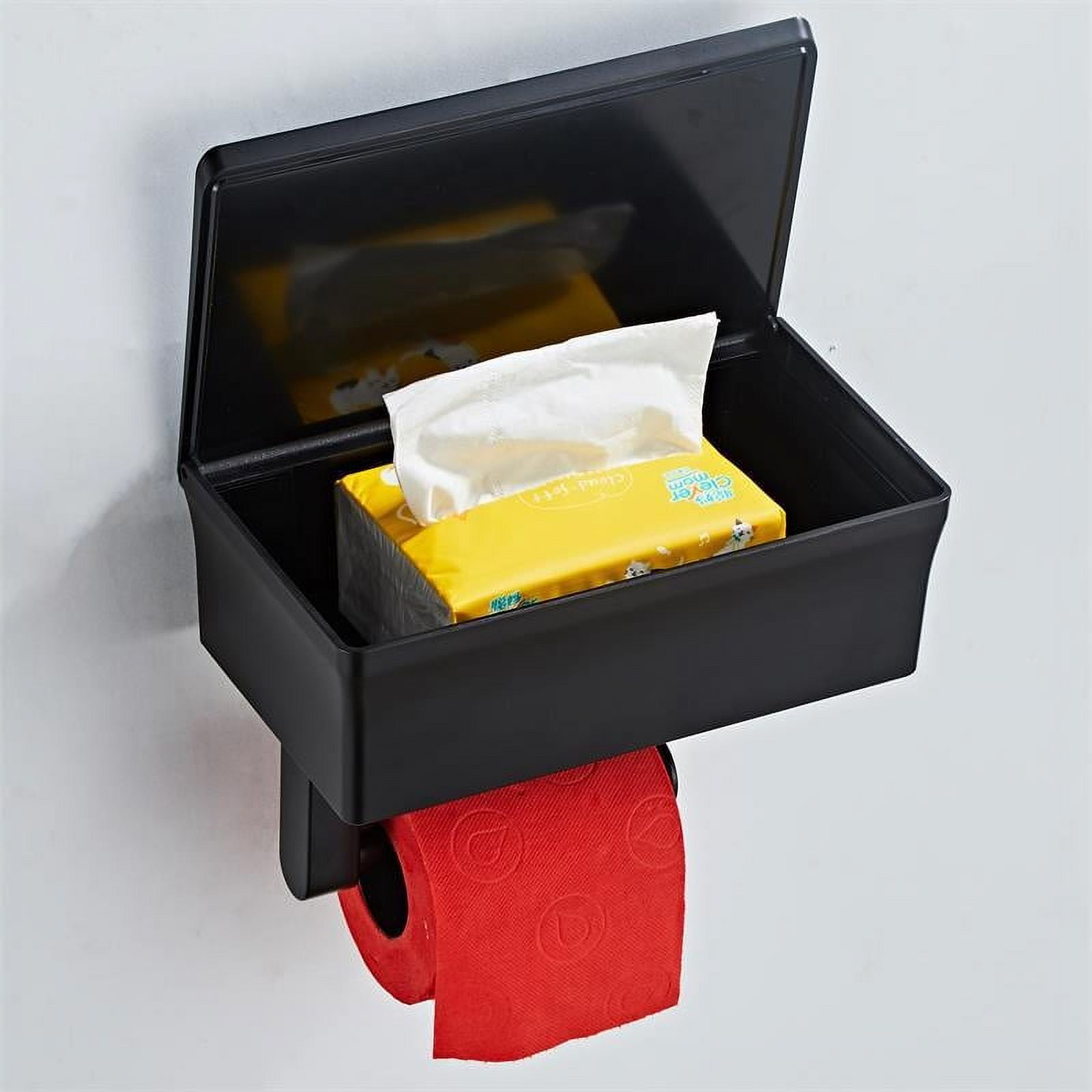 2 In 1 Home Adhesive Toilet Paper Holder Box with Shelf and Storage Box ...