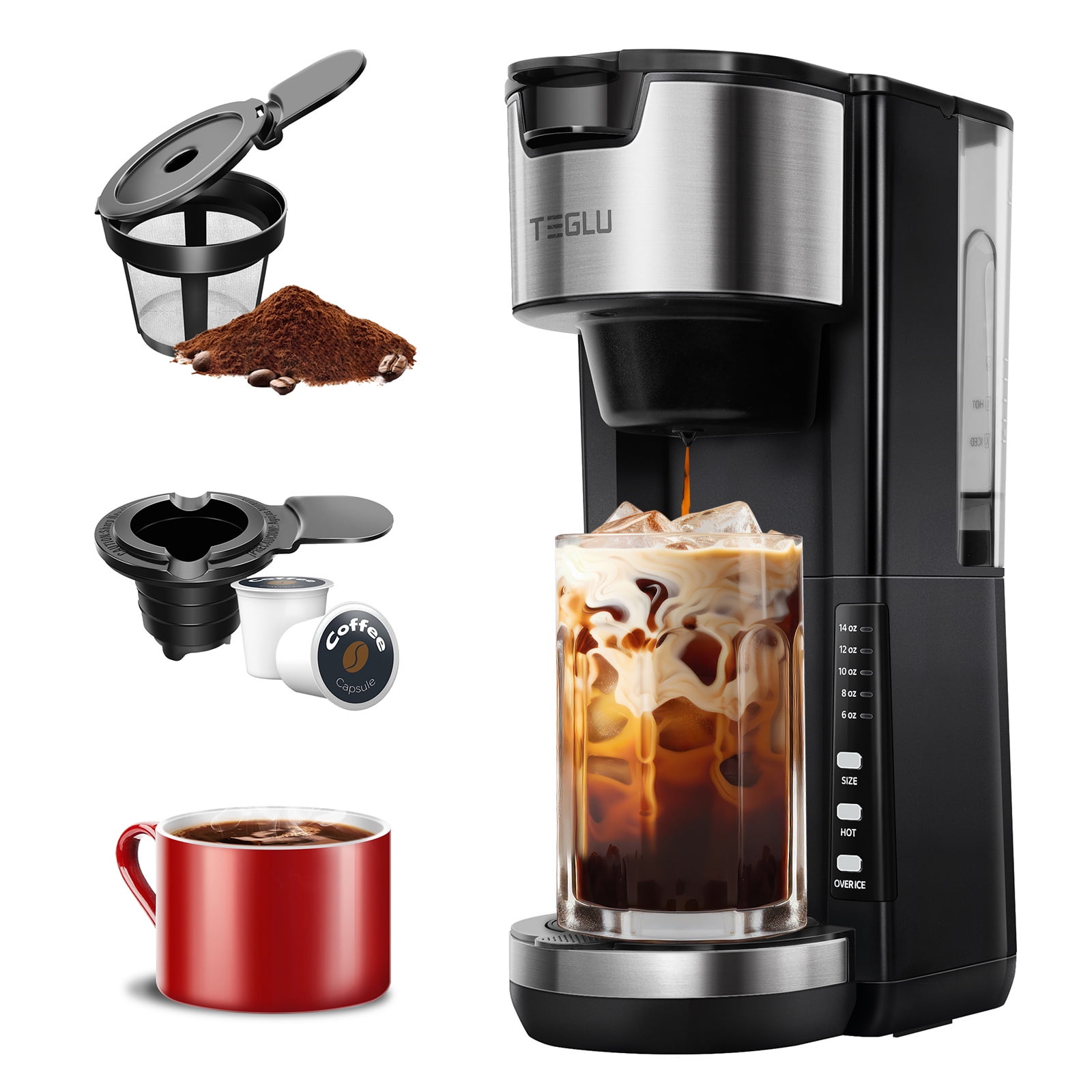 2-in-1 Single Serve Coffee Maker, Hot & Cold, K-Cup & Ground Coffee, 6 ...