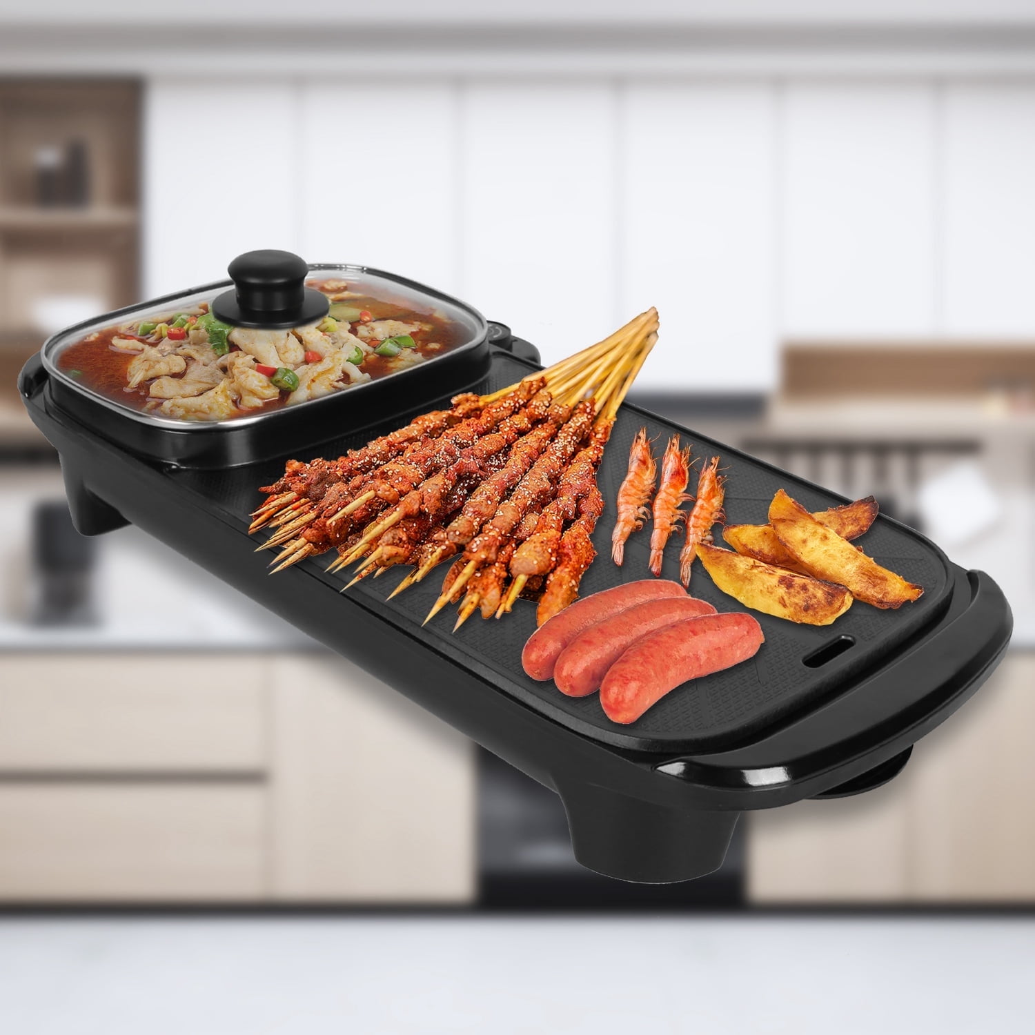 2 in 1 Hot Pot Electric with Grill 1300W Electric Pot and Griddle for 2 ...