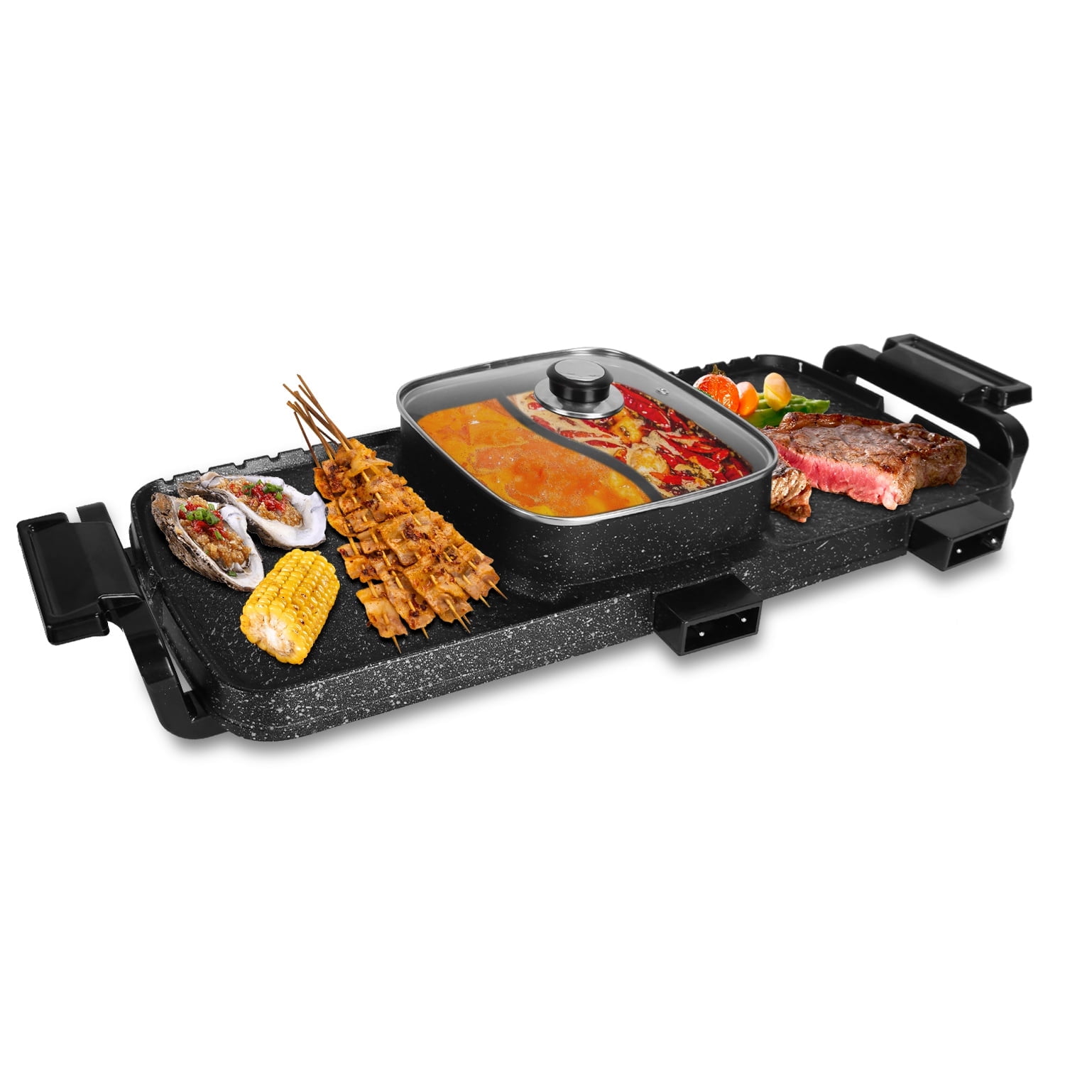 2 in 1 Hot Pot Electric with Grill 2800W Smokeless Indoor Non-Stick ...