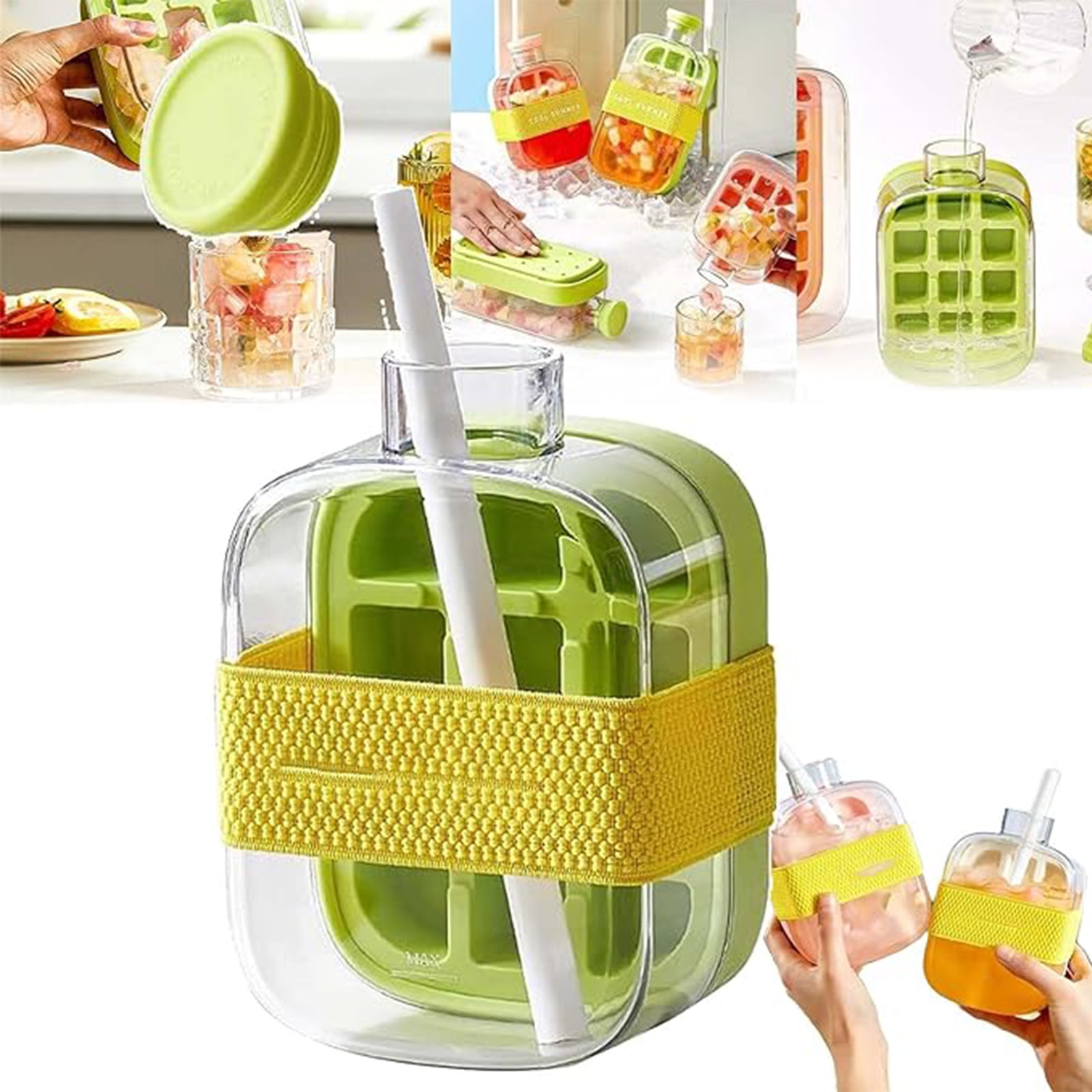 2 in 1 Ice Cube Bottle, Kettle-Shaped Press Ice Tray – Easy Release ...