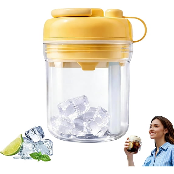 2 in 1 Ice Cube Bottle with Straw, Reusable Ice Cube Drink Water Bottle ...