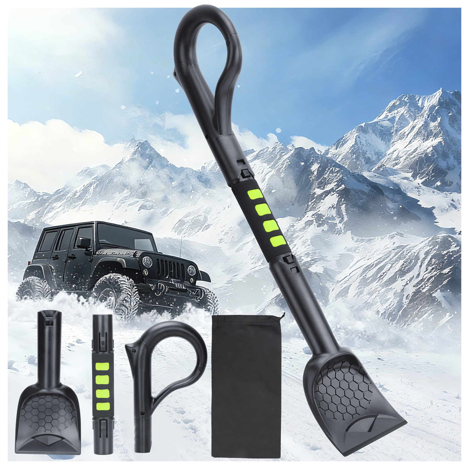 3-in-1 Ice Scraper for Car Windshield, 25.8 inch Emergency Snow Shovel ...