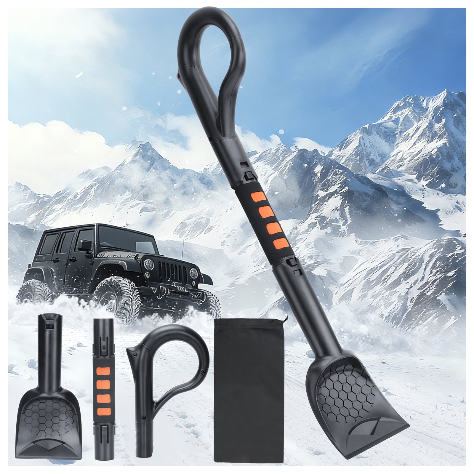 3-in-1 Ice Scraper for Car Windshield,25.8 inch Emergency Snow Shovel ...