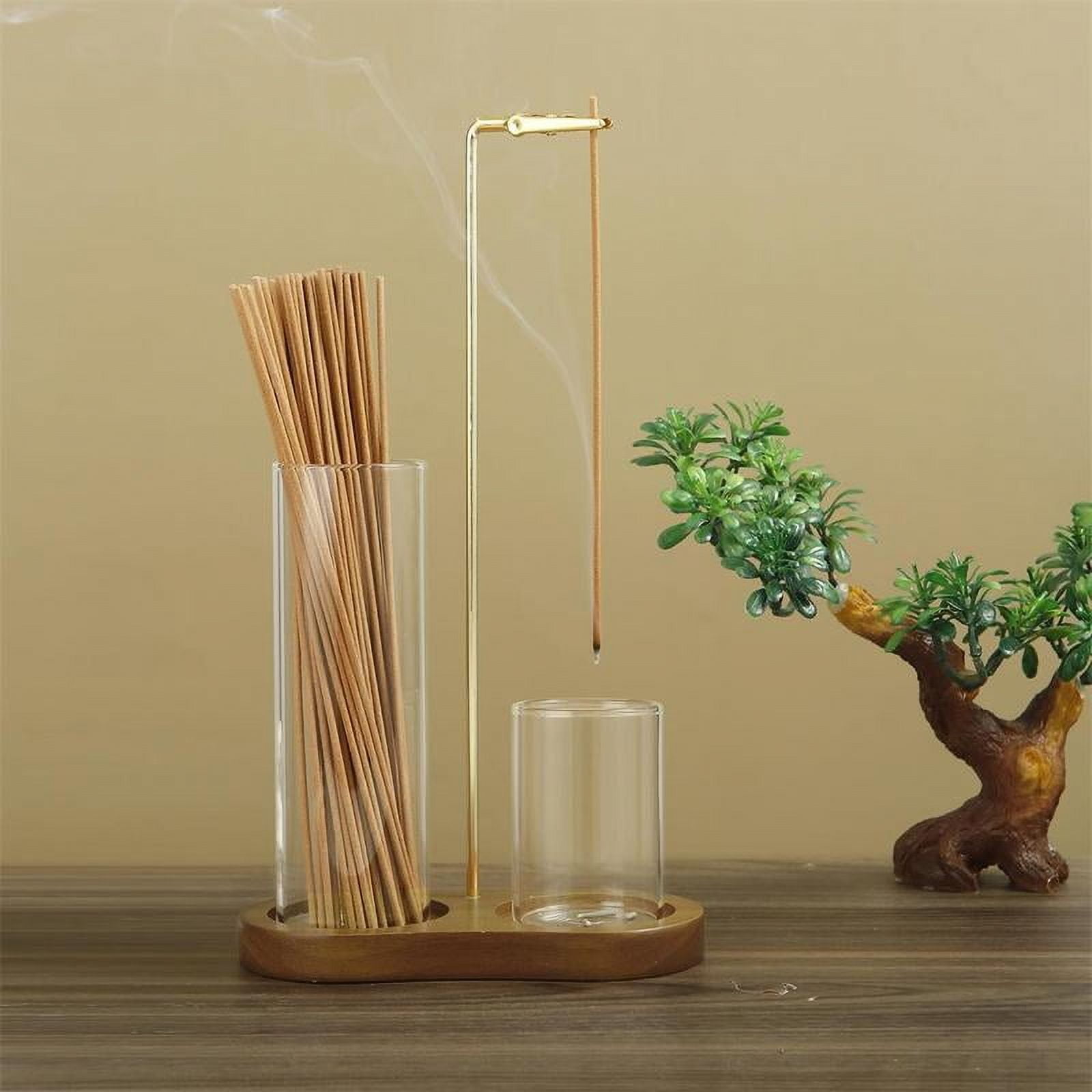2 in 1 Incense & Candle Holder, 1 Count Wooden Base Incense Burner with ...