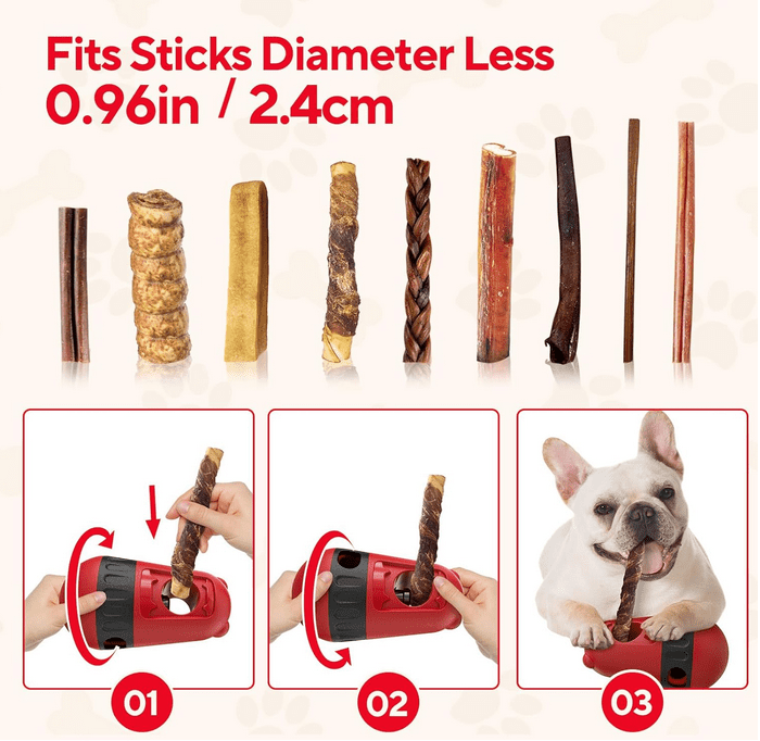 2 in 1 Interactive Treat Dispensing Dog Toys, Bully Stick Holder, Adjustable Dog Treat Holder ...