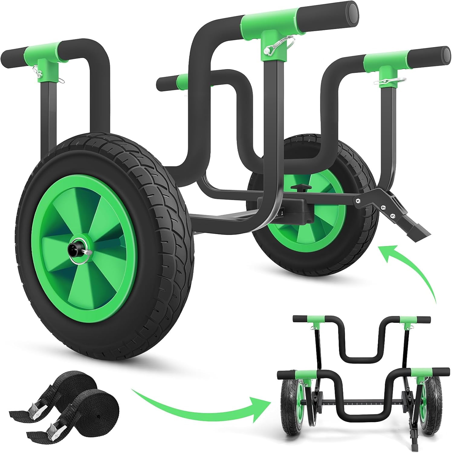 2 in 1 Kayak Cart SUP Board Cart, Heavy Duty Kayak Trolley with ...