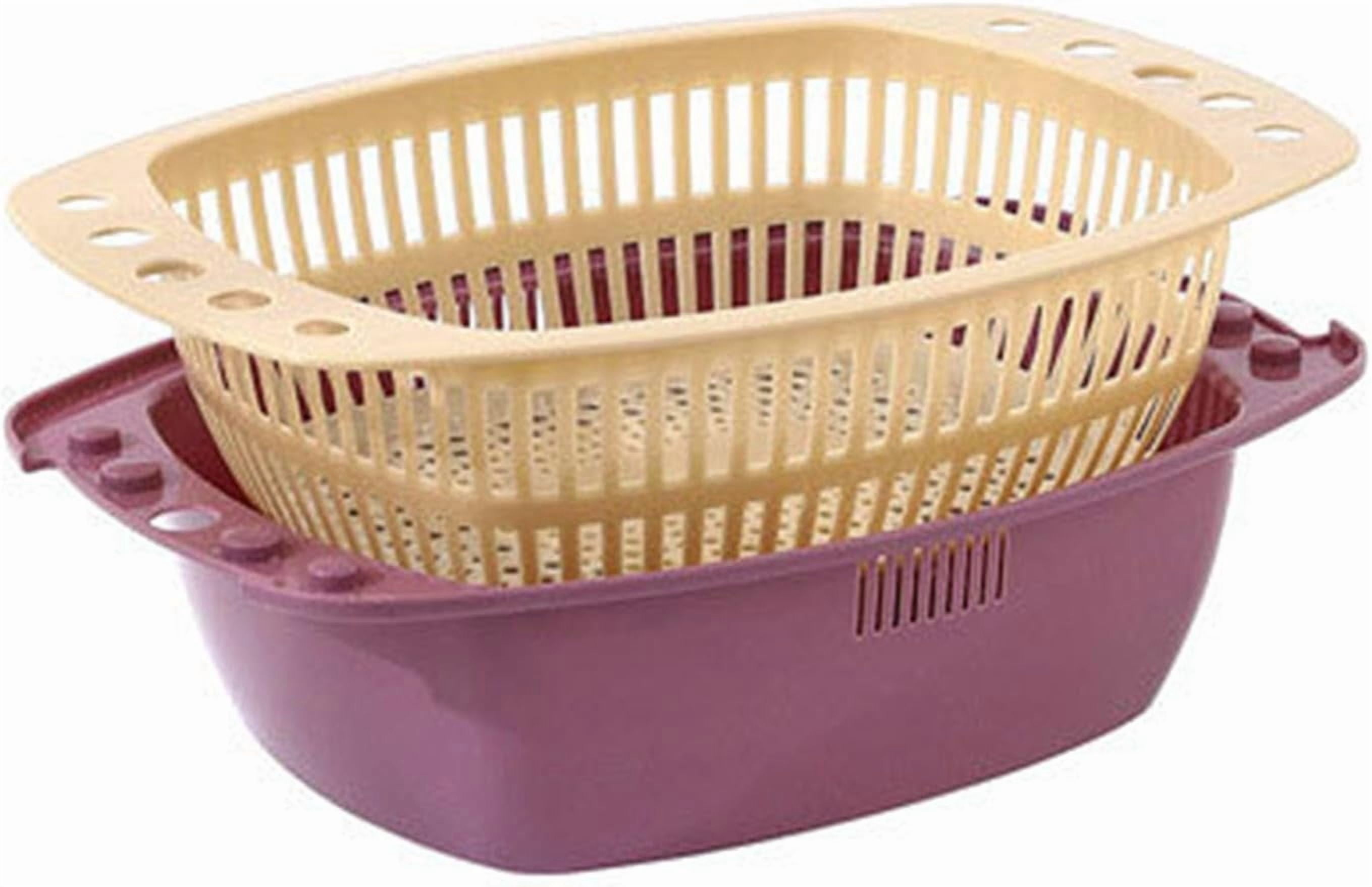 2 in 1 Kitchen egetable Washing Basket, BPA Plastic Double Layers ...